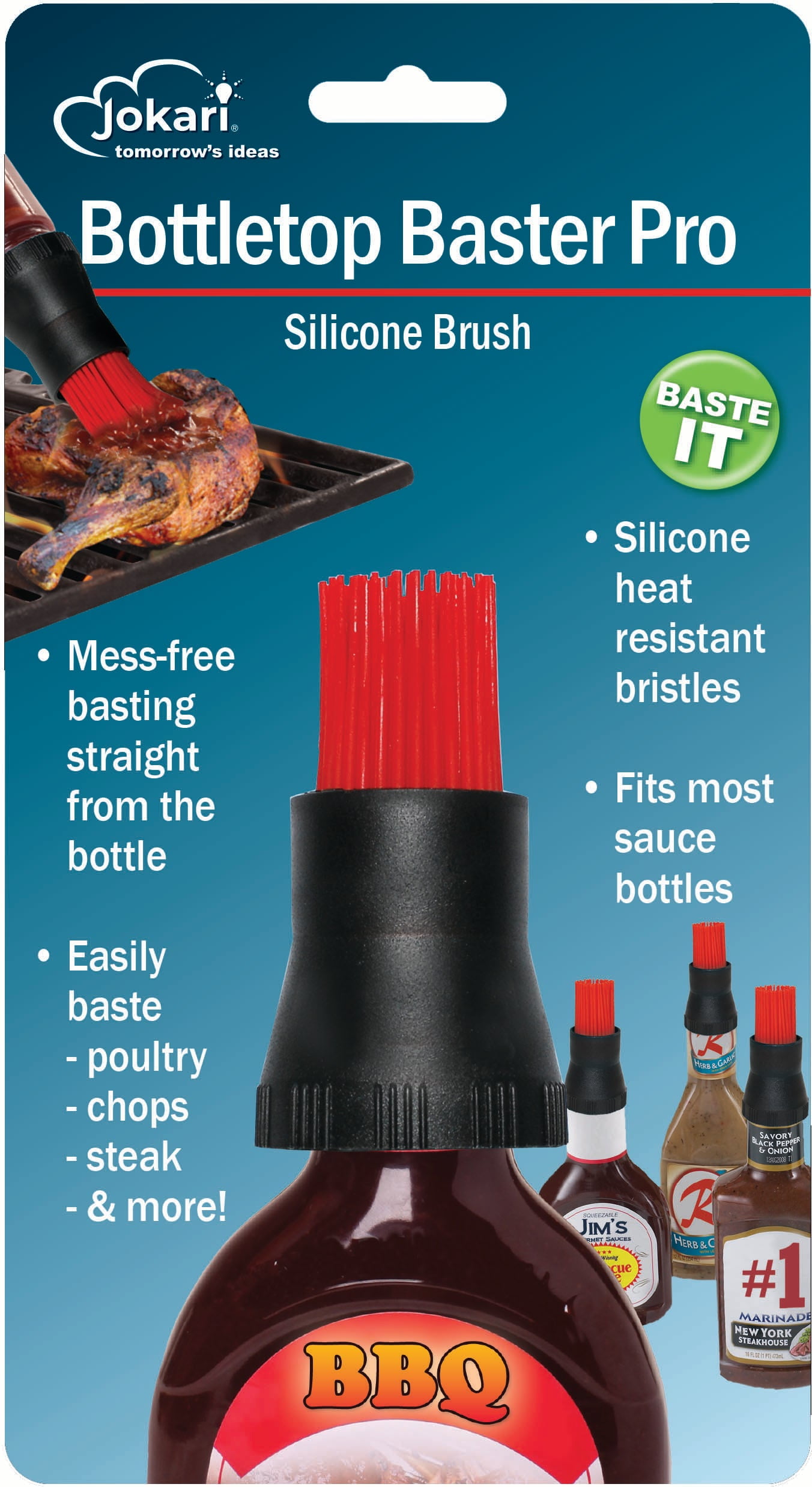 Jokari Bottletop Baster Silicone Brush Pro Series for BBQ Sauce Bottles ...