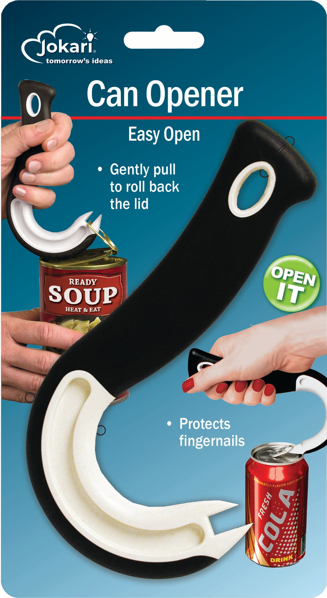 Jokari Easy Open Ring Pull Can Opener, Non-Slip Grip, Durable for Metal Tabs, 2 pk - Walmart.com