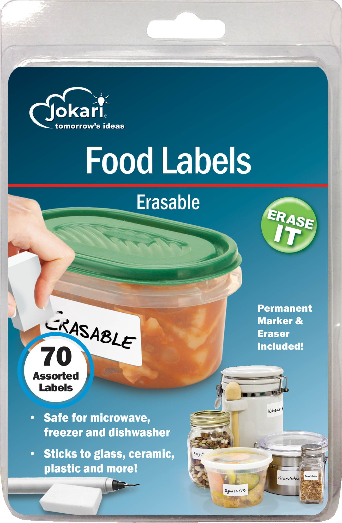 Jokari Erasable Food Labels Starter Kit, Reusable Sticker Labels for ...