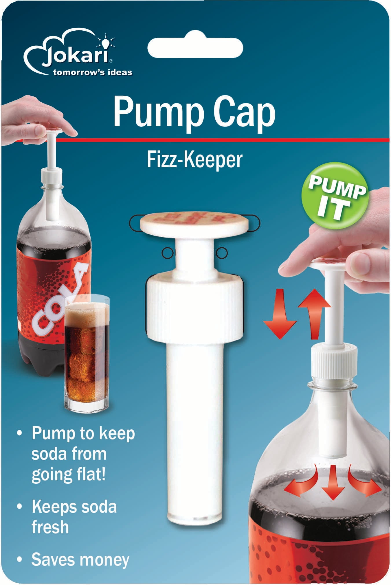 Reusable Plastic Jokari Fizz-Keeper Pump Cap, Squeeze Refill for Soda ...