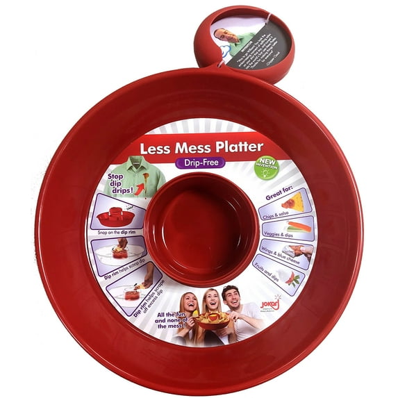 Jokari Less Mess Serving Tray with Center Dip Scraping Bowl for Chips ...