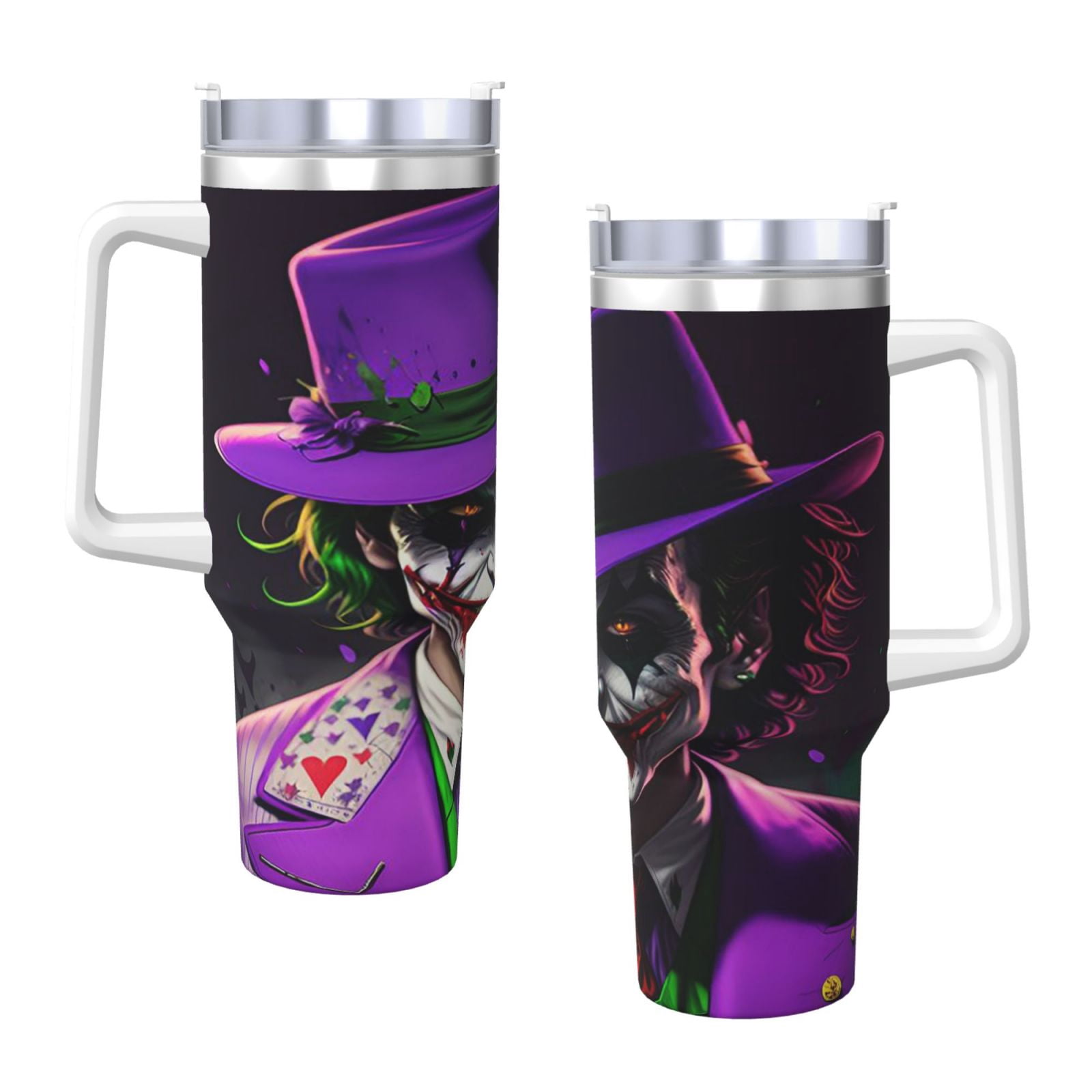 Joker 40 Oz Tumbler With Handle And Straw Double Wall Stainless Steel ...