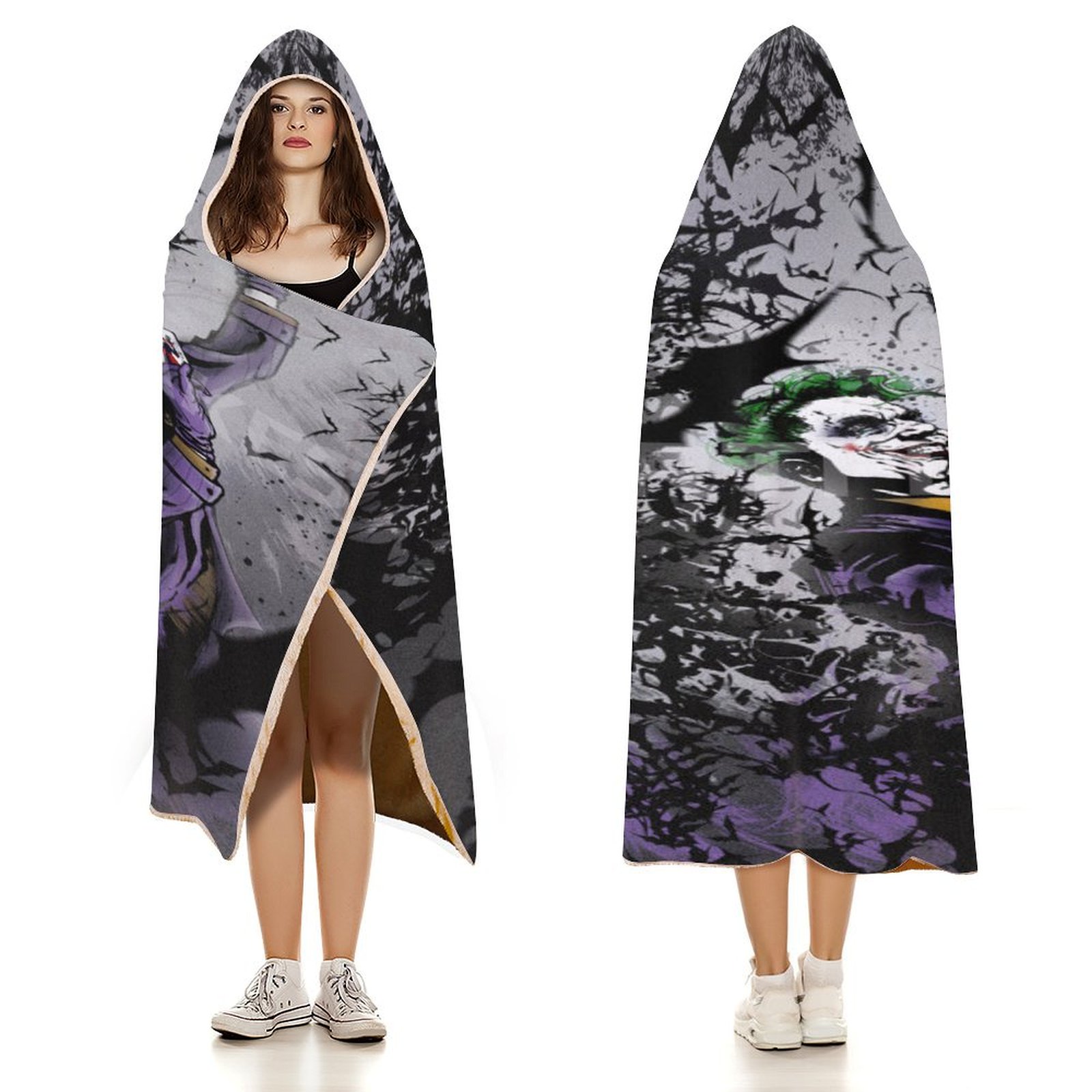 Joker Clown Movie Throw Blanket Flannel Fleece Hoodie Hooded Ultra-Soft ...