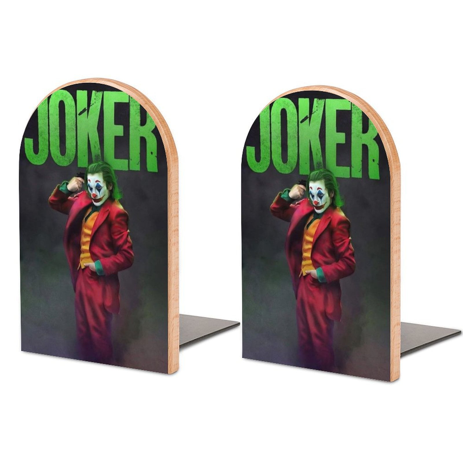 Joker Folie A Deux Bookends Wood Book Divider Decor Shelves Non-Skid ...