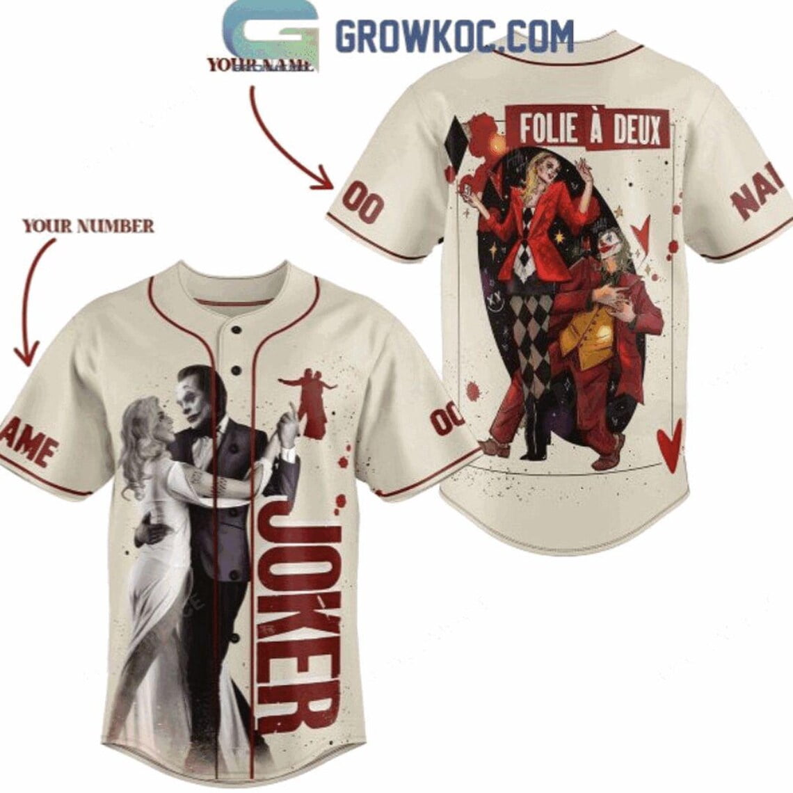 Joker Folie À Deux Movie Baseball Jersey Shirt Gaga & Joaquin Custom ...
