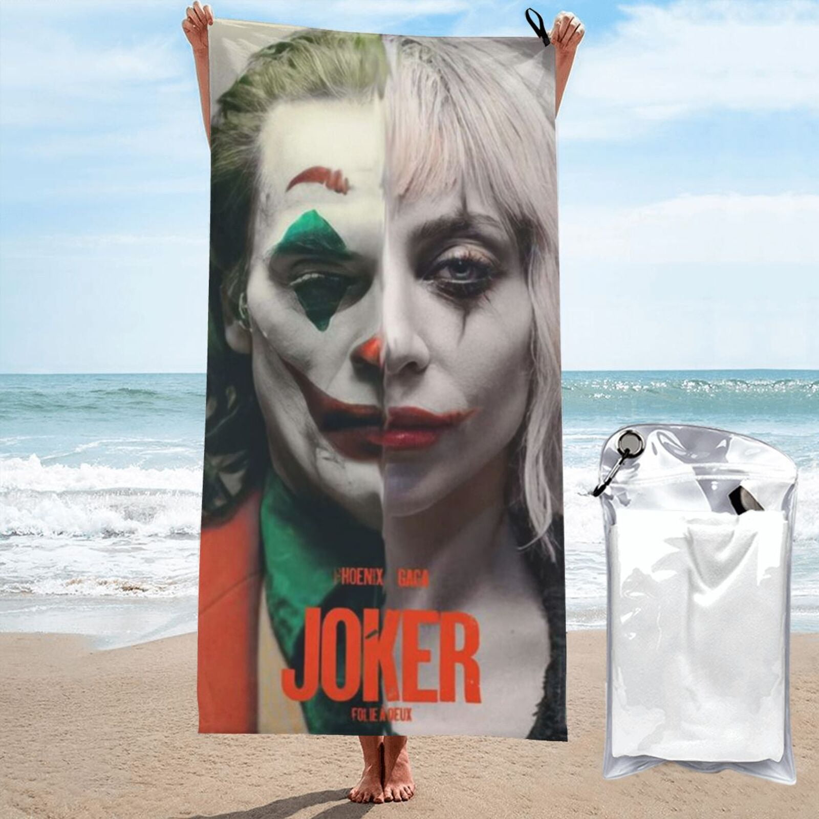Joker Folie a Deux Horror Quick Dry Bath Towel Lightweight Soft Absorbent Beach Towel For ...