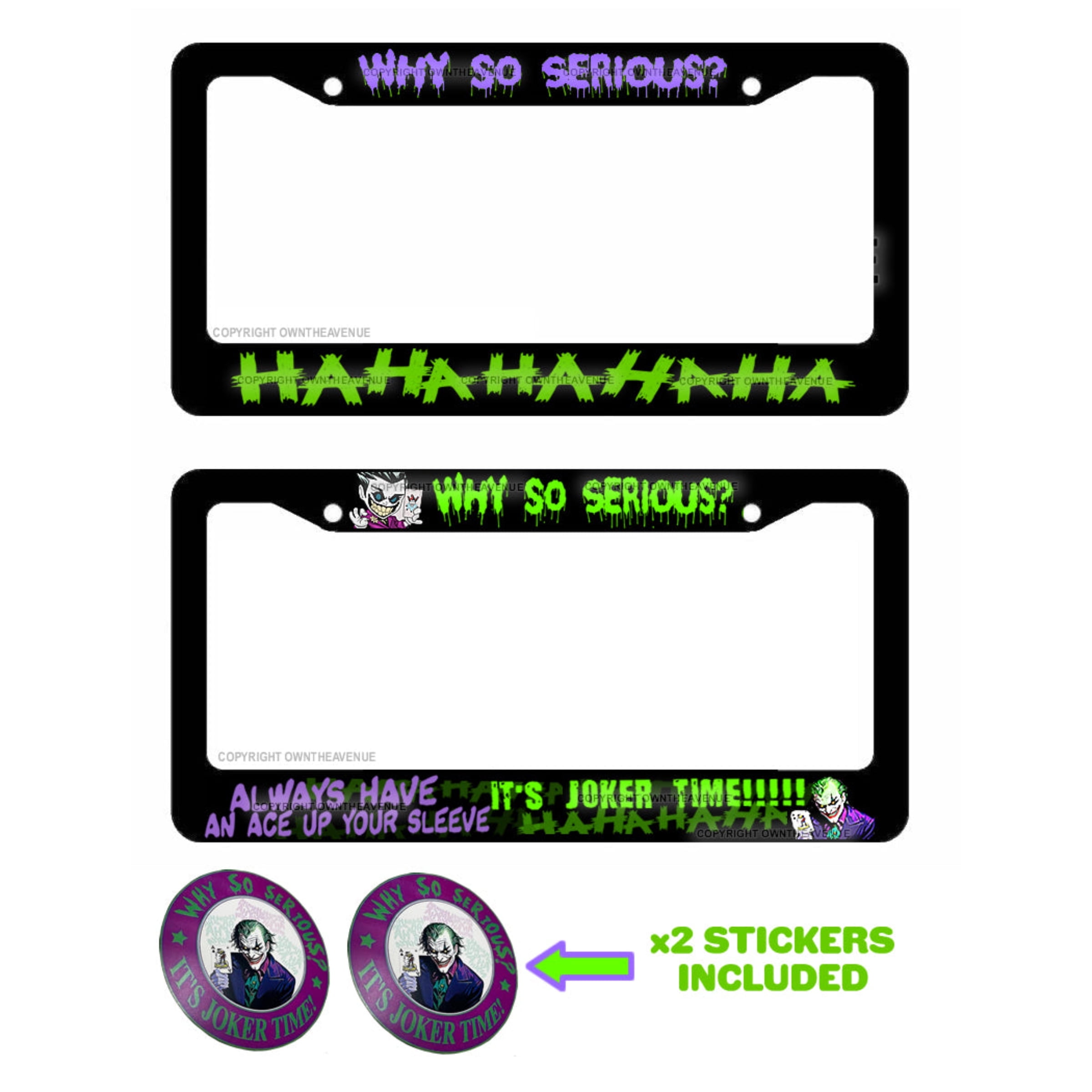 Joker Hahaha Why So Serious Evil Villain Joke 2 License Plate Frames ...