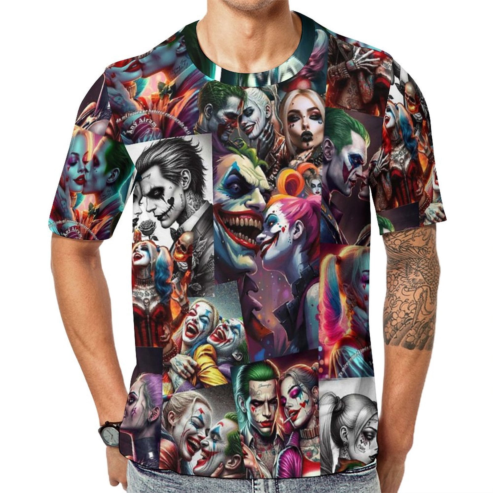 Joker Harley Quinn Art Men's T-shirt Short Sleeve Shirt Full Print ...