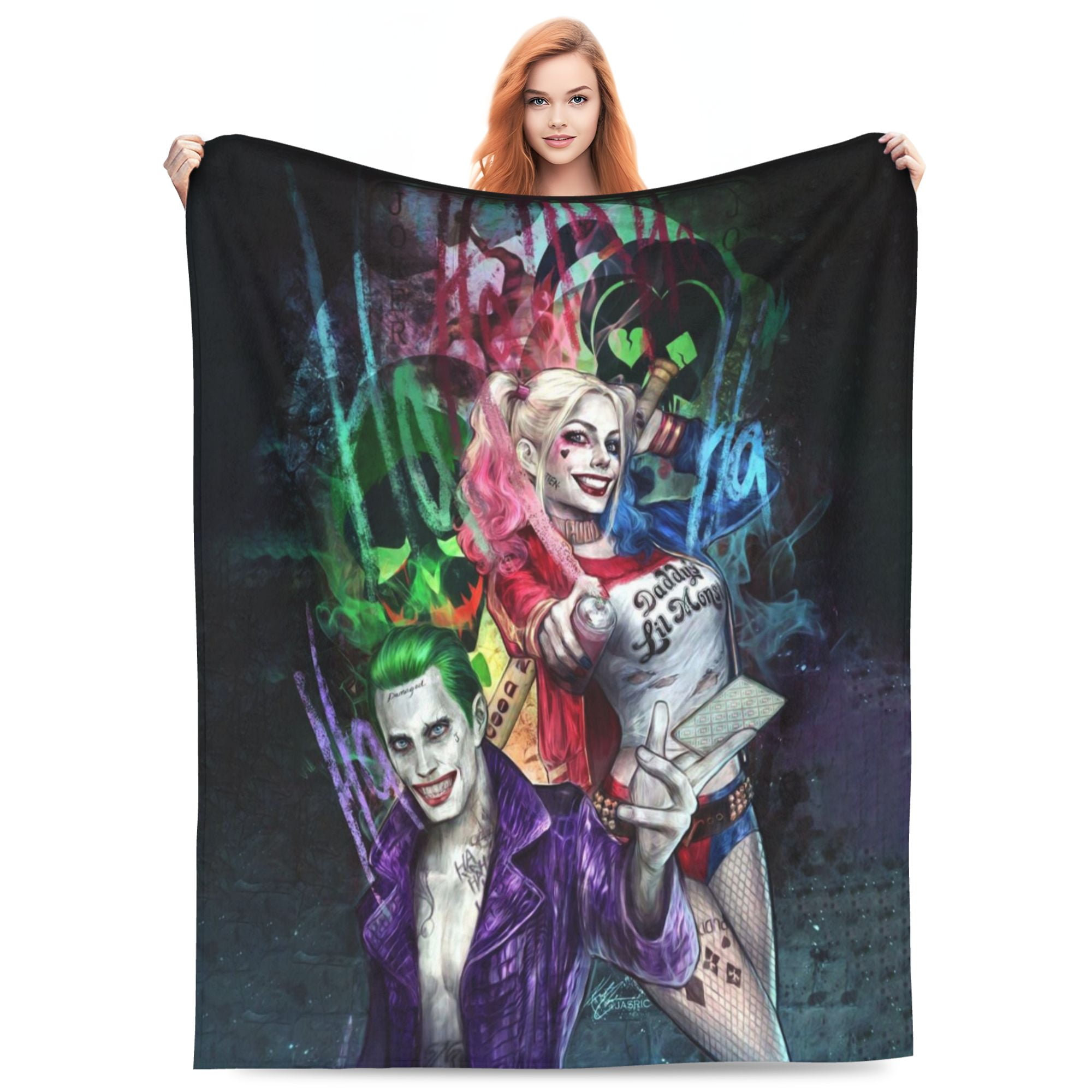 Joker Harley Qu-in Bed Blanket 3D Printed Throw Blanket Lightweight Super Soft Air Conditioning ...