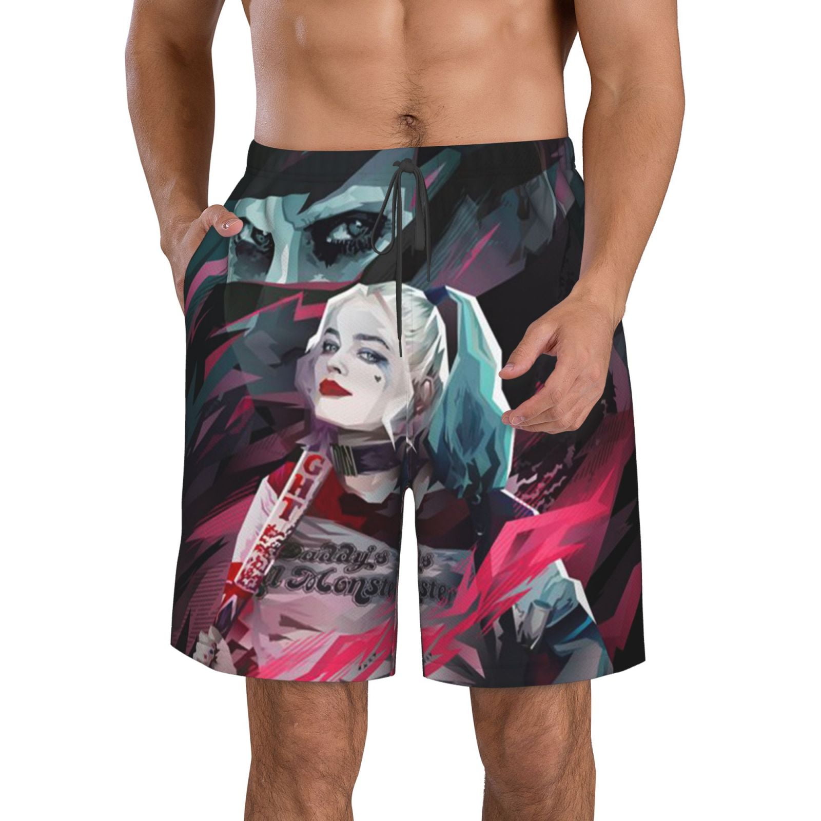 Joker Harley Quinn Men's Beach Shorts Swim Trunks Casual Quick Dry ...
