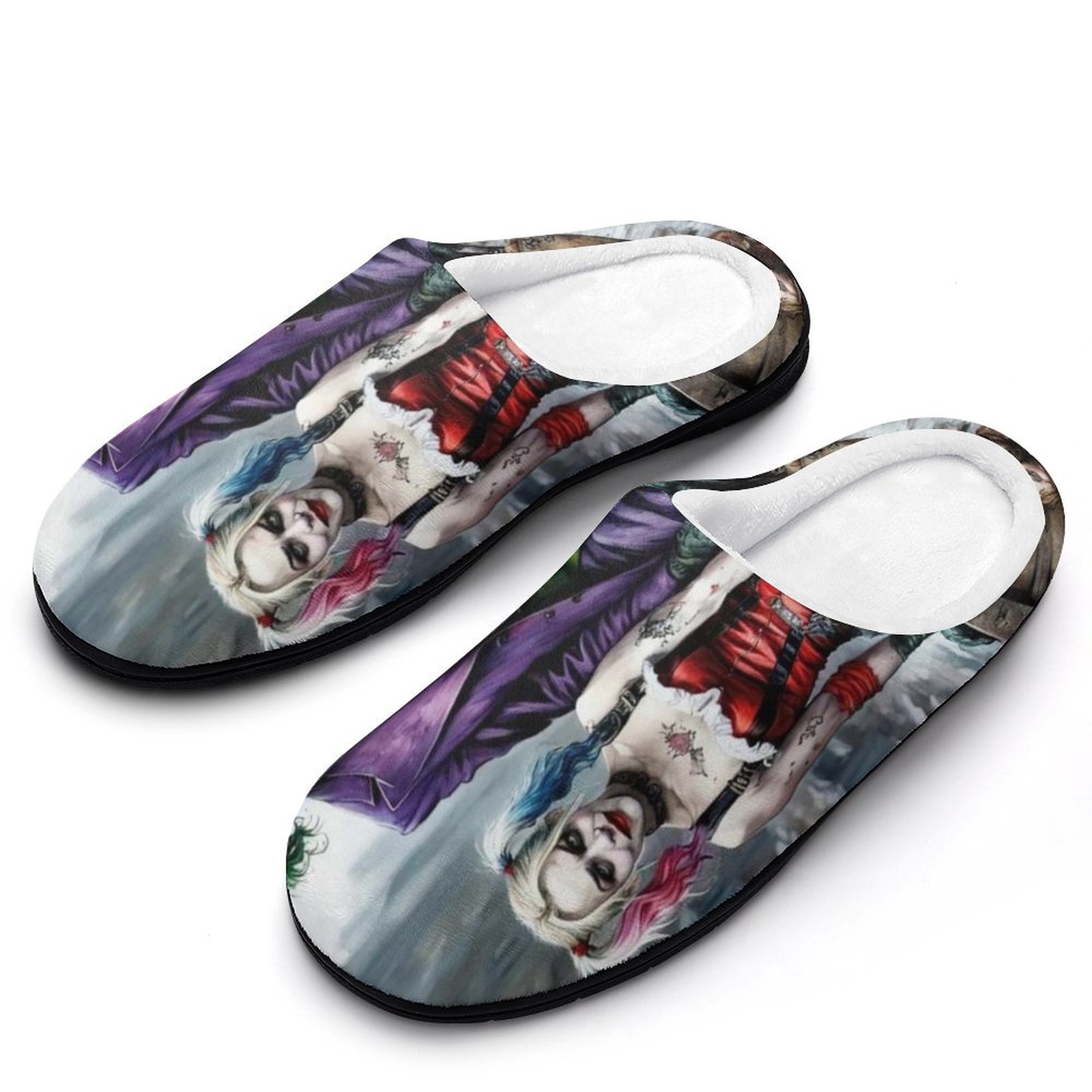 Joker Harley Quinn Movie Fuzzy Cotton Slippers For Mens Winter Cotton ...