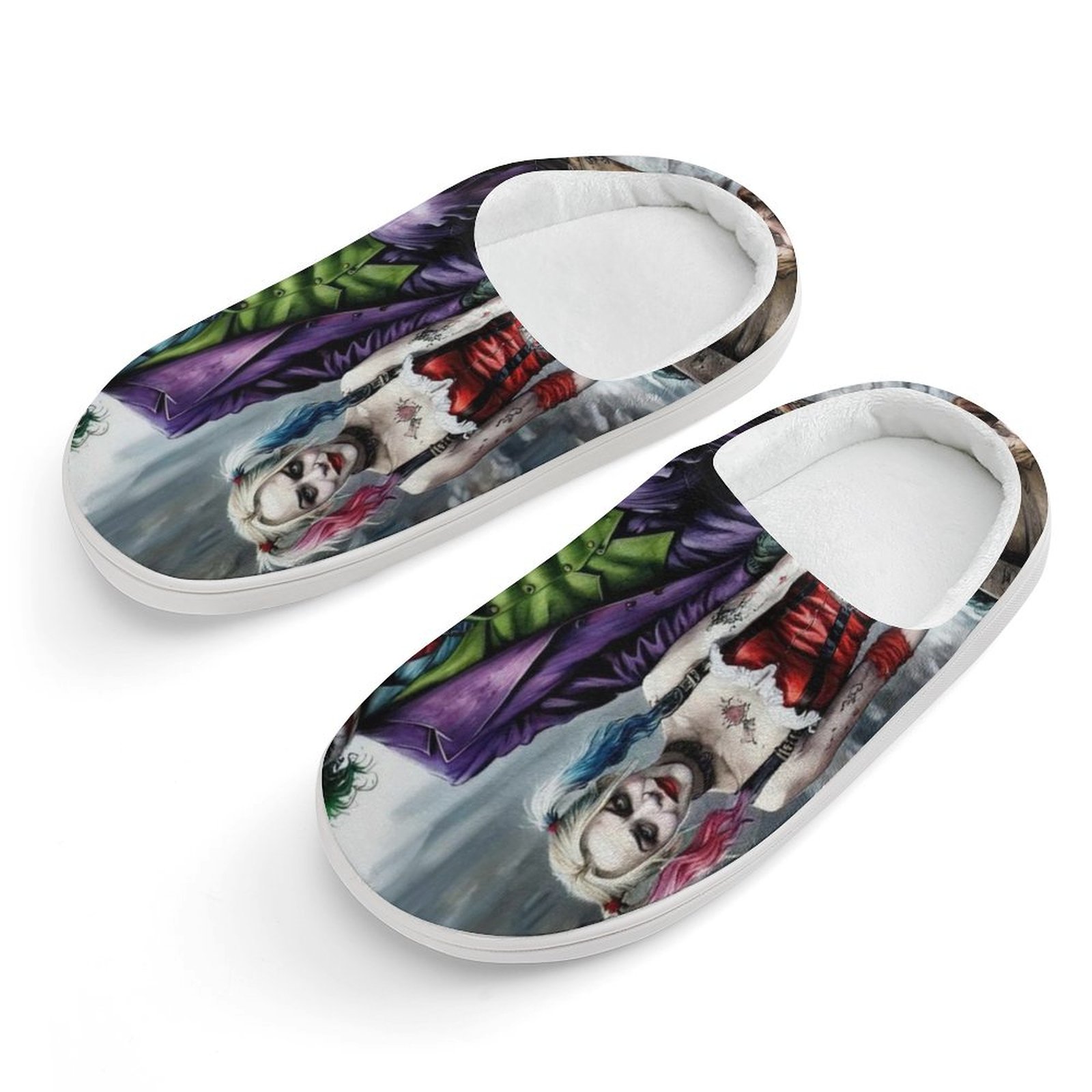 Joker Harley Quinn Movie Kid's Cotton Slippers Winter Warm Soft Plush ...