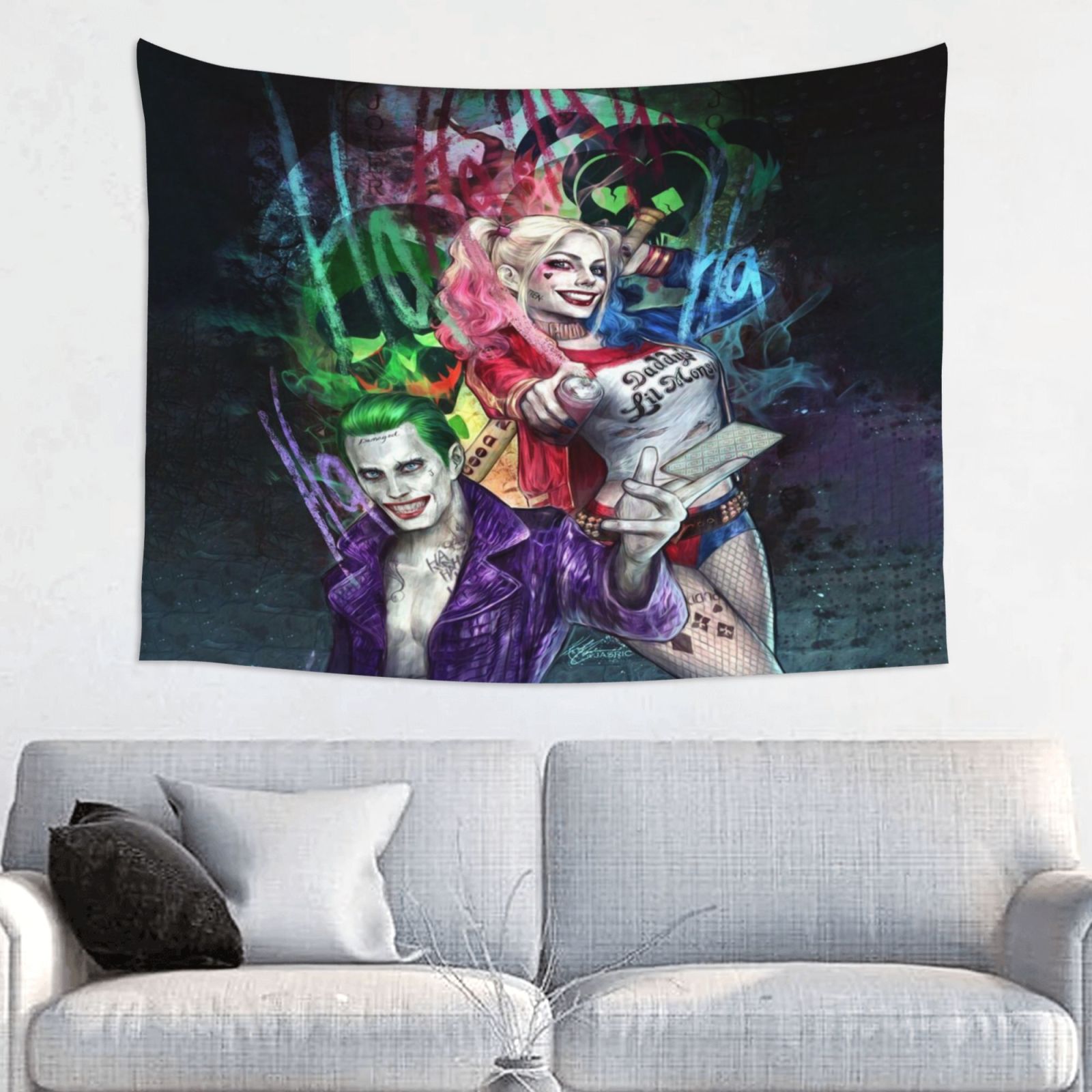 Joker Harley Qu-in Tapestry Anime Poster Large Background Wall Art ...