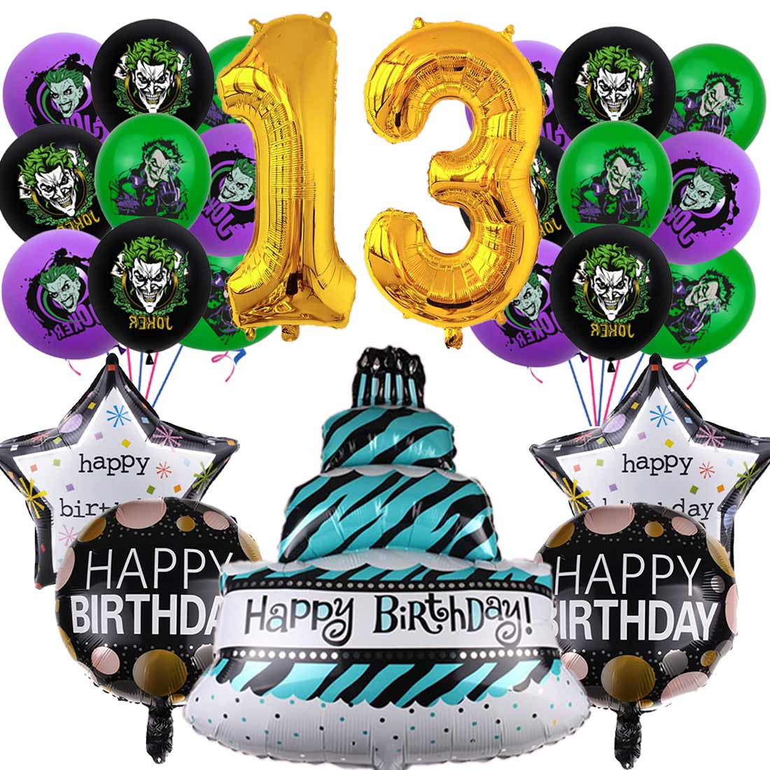 Joker Movie Balloons Party Supplies 13th Big Number Decorations Decor ...