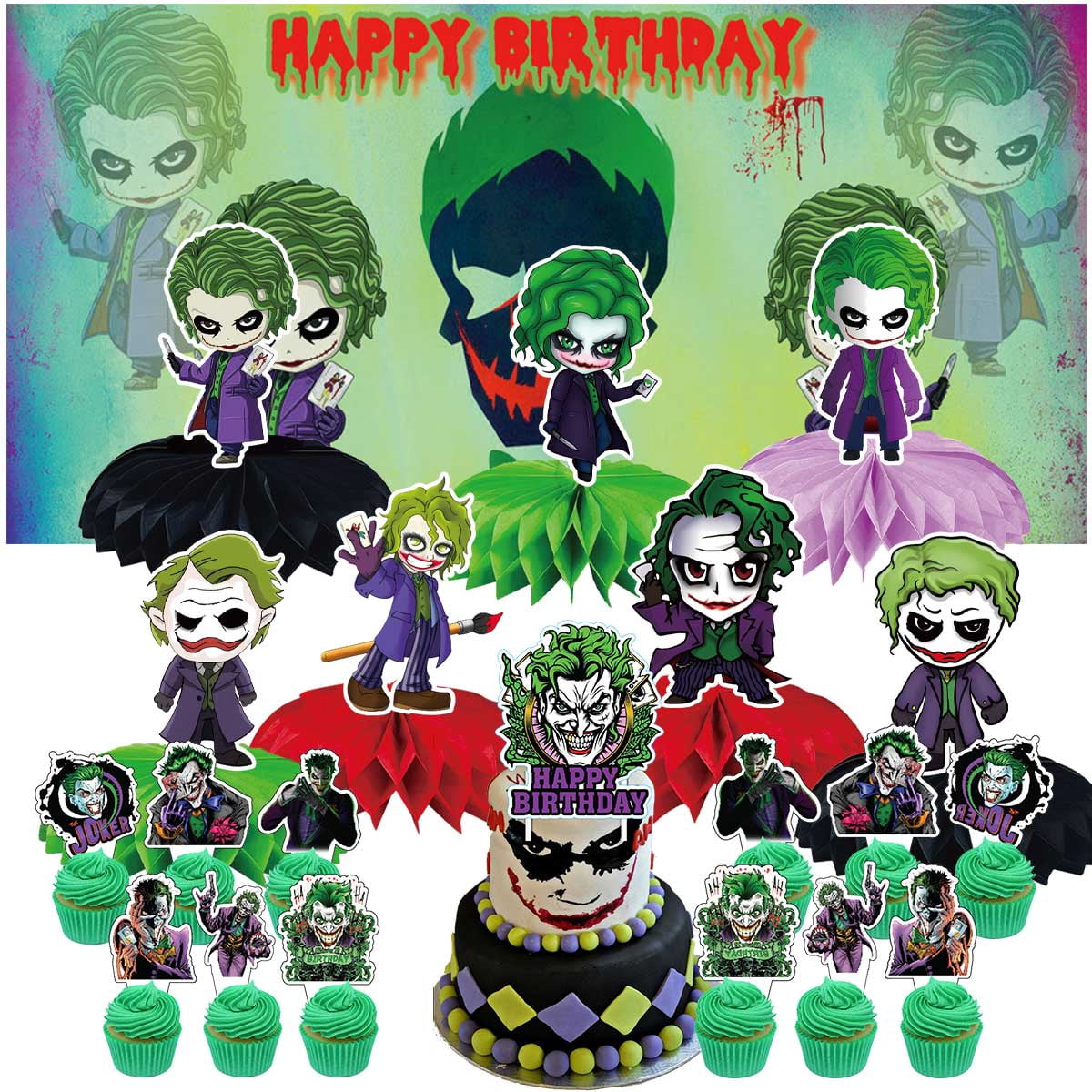 Joker Movie Party Decorations Decor Supplies Honeycomb Centerpieces ...