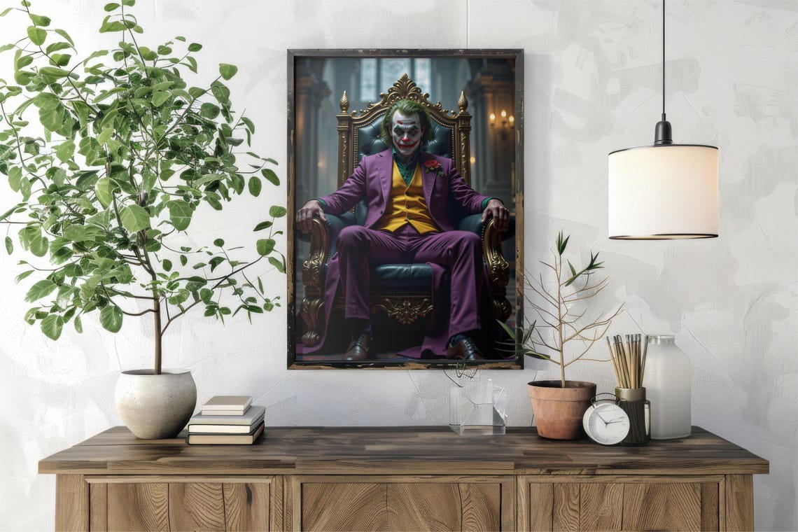 The Joker Wall Art, Joker On A Throne Portrait, Joker Printable Art ...