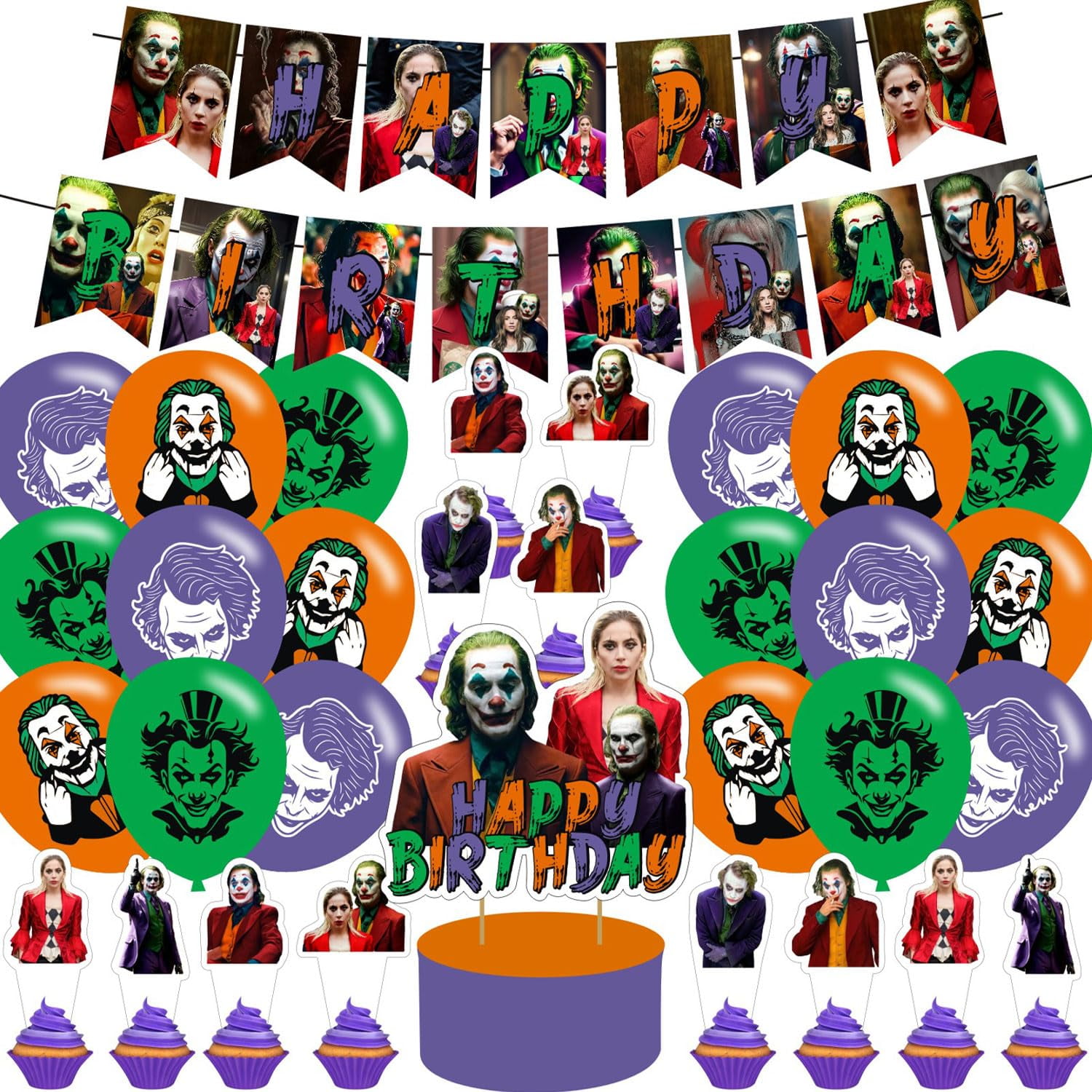 Joker birthday party supplies,Joker Clown 2 including cake topper ...