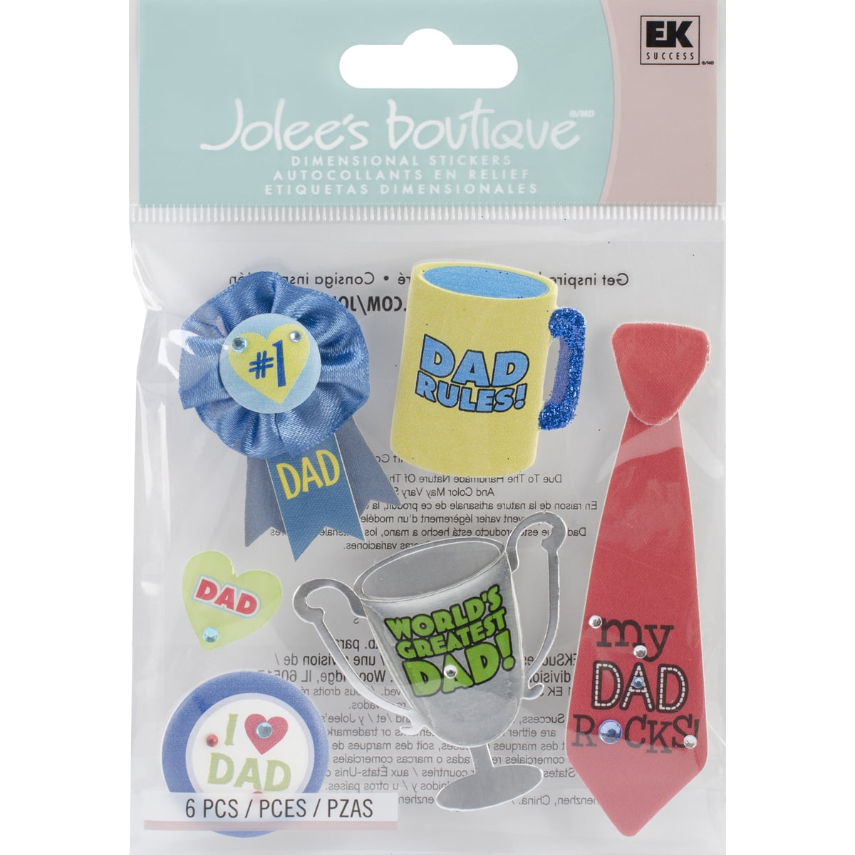 Jolee's Boutique Dimensional Stickers-No. 1 Dad - Walmart.com