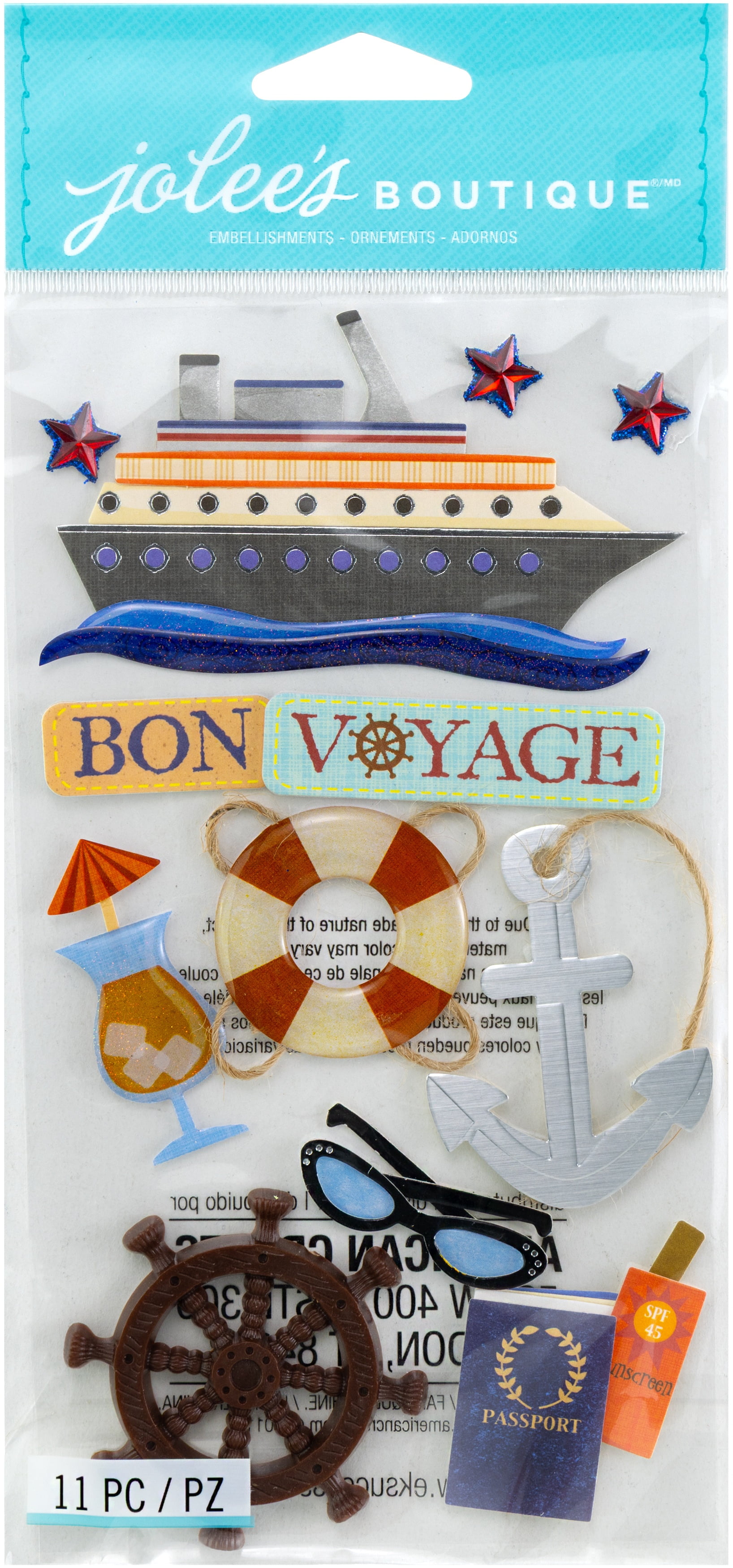Jolee's Le Grande Dimensional Stickers-Bon Voyage - Walmart.com