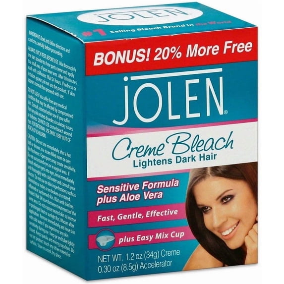 Jolen Creme Bleach, Sensitive Formula with Aloe Vera, Lightens Hair and ...