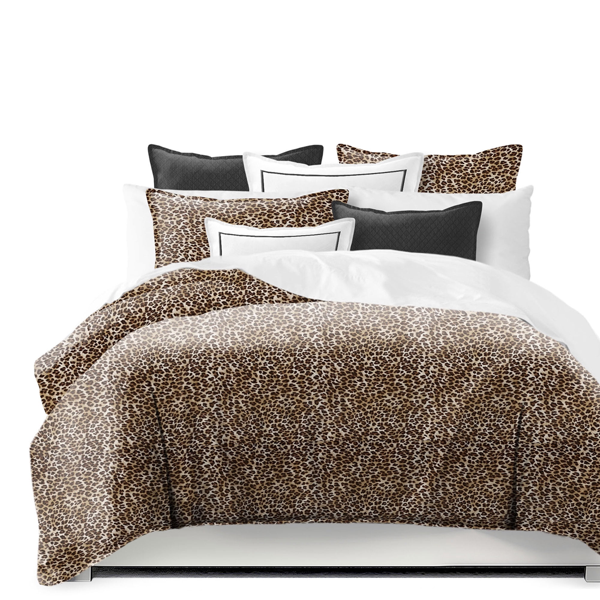 Jolene Animal Print/Black Comforter Set Queen - Walmart.com