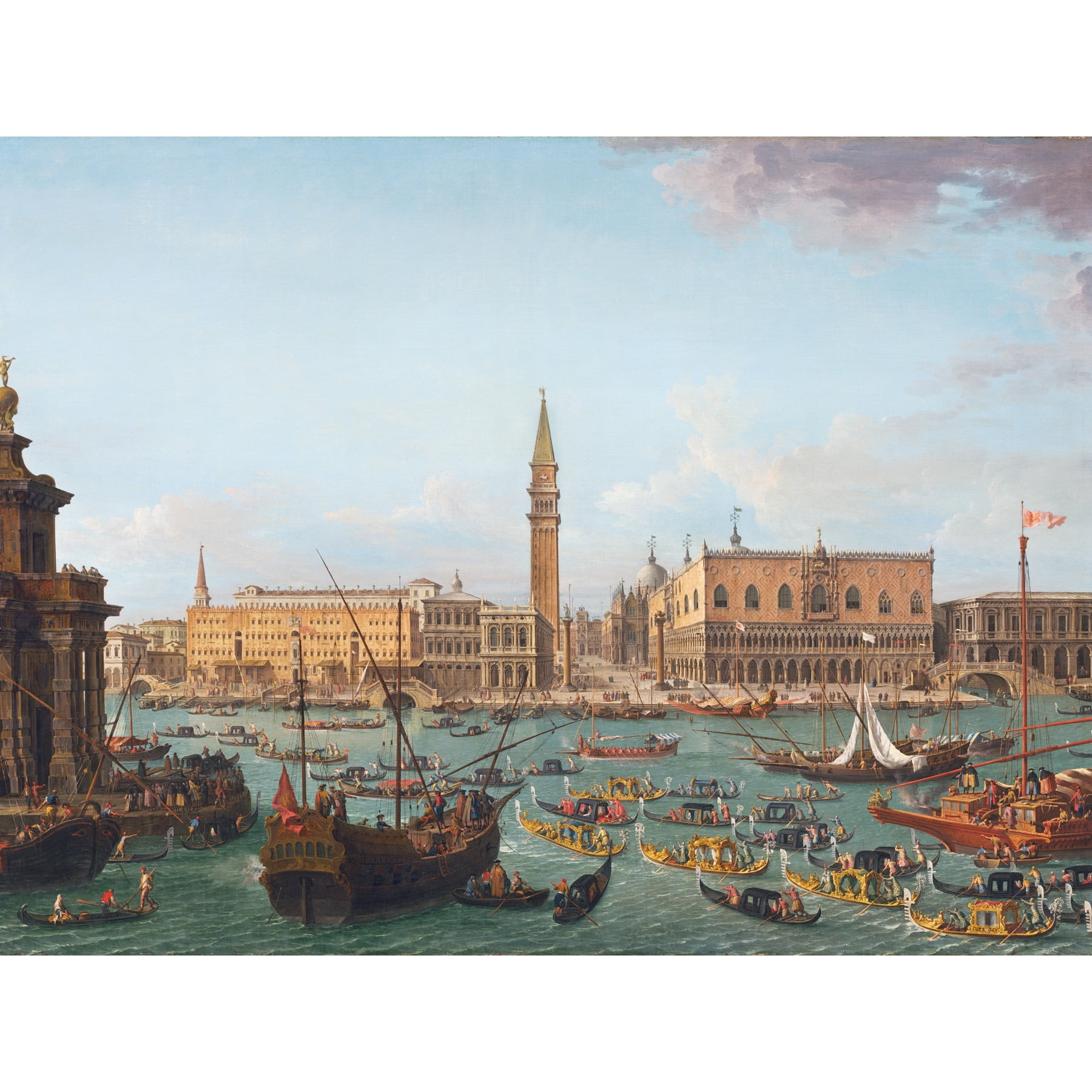 Joli Gondola Boats Procession Venice Painting Extra Large Art Print ...