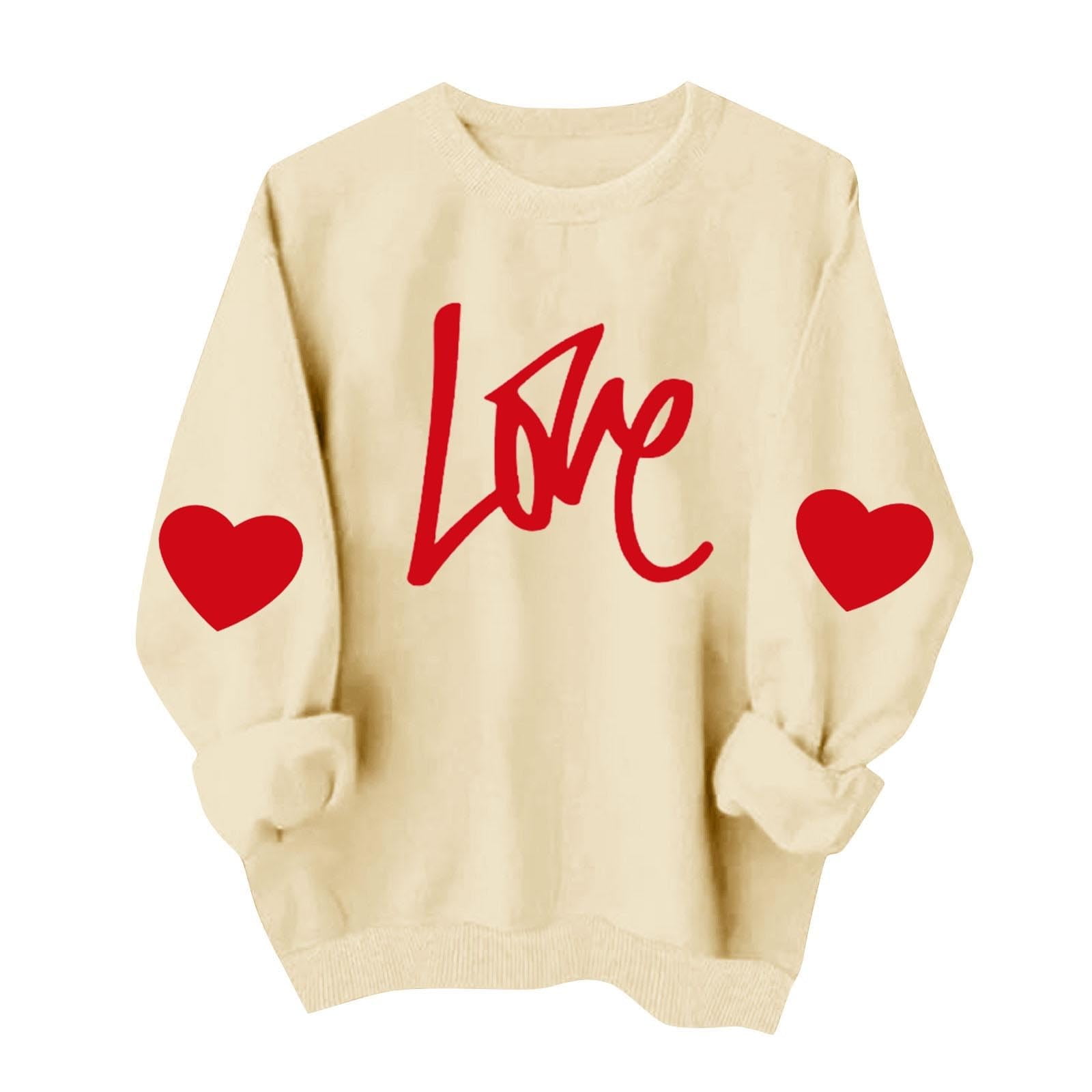 JoliSweat Valentines Sweatshirts for Women Heart Sweater Crewneck Long ...