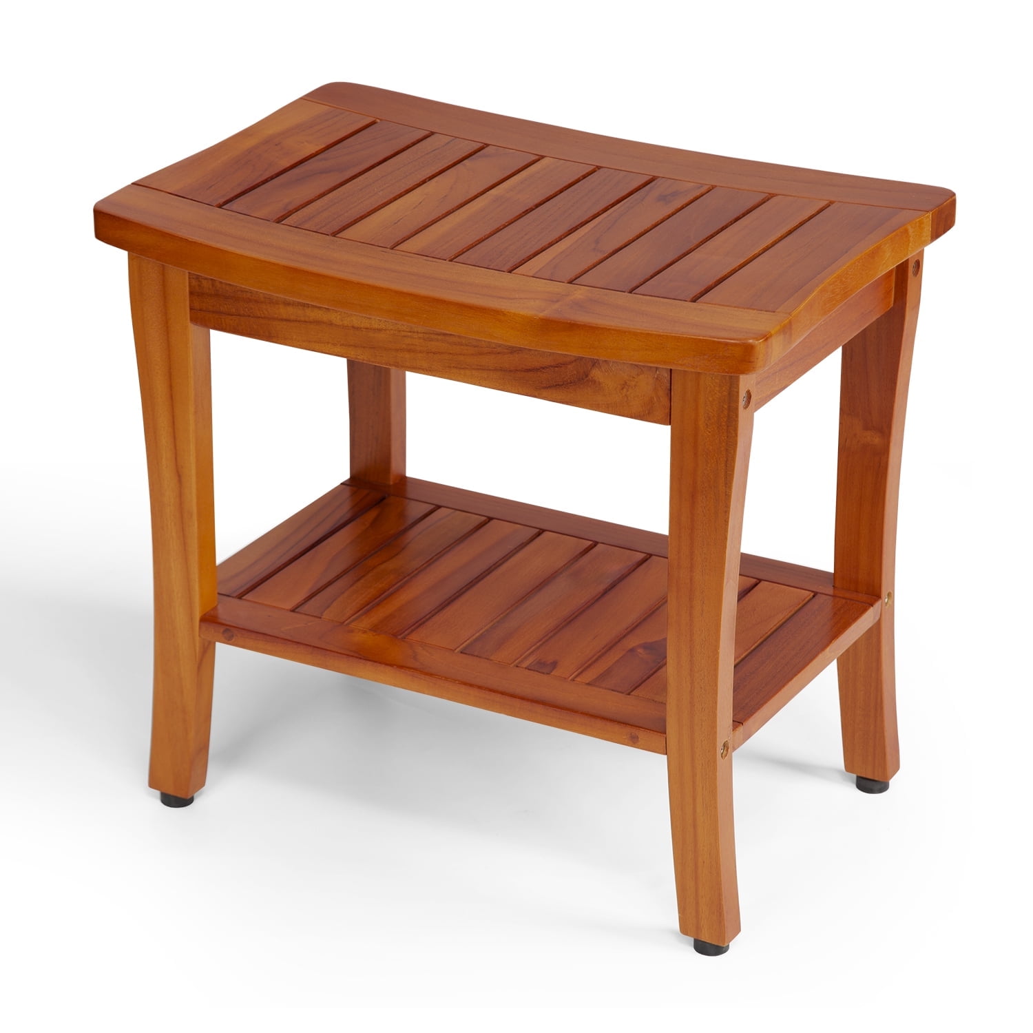 Jolicasa Teak Shower Bench with Shelf, Waterproof Teak Wood Shower ...