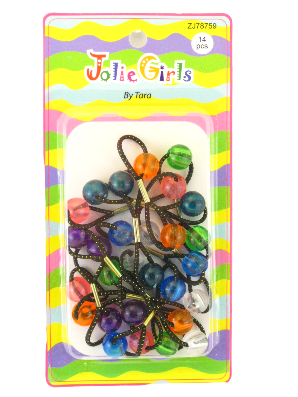 Tara Girls Twinbead Metal Hair Elastics, Transparent Colors, 12 mm, 14 ...