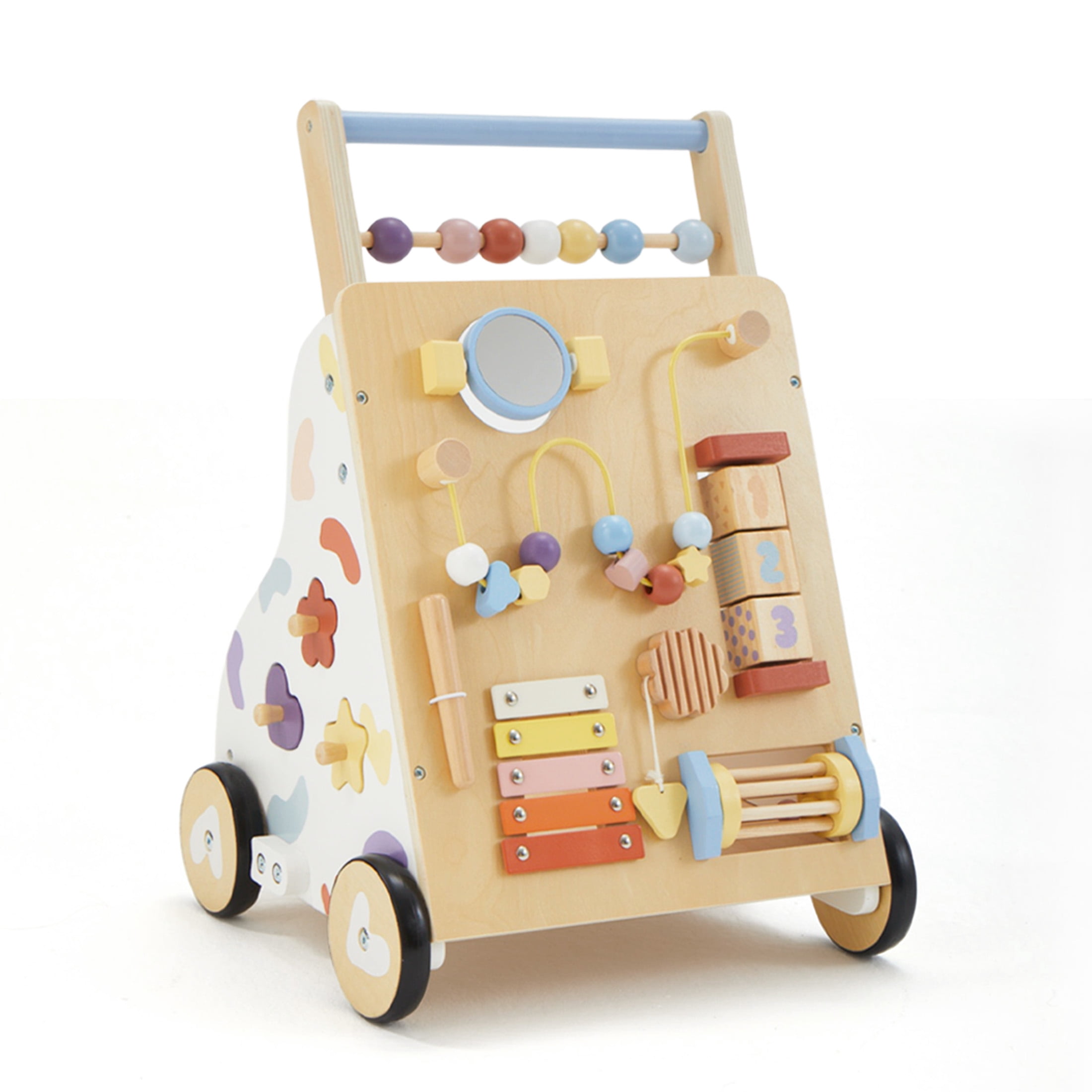 Jolie Vallee Wooden Baby Walker,Push Walker with Activity Center,Push ...