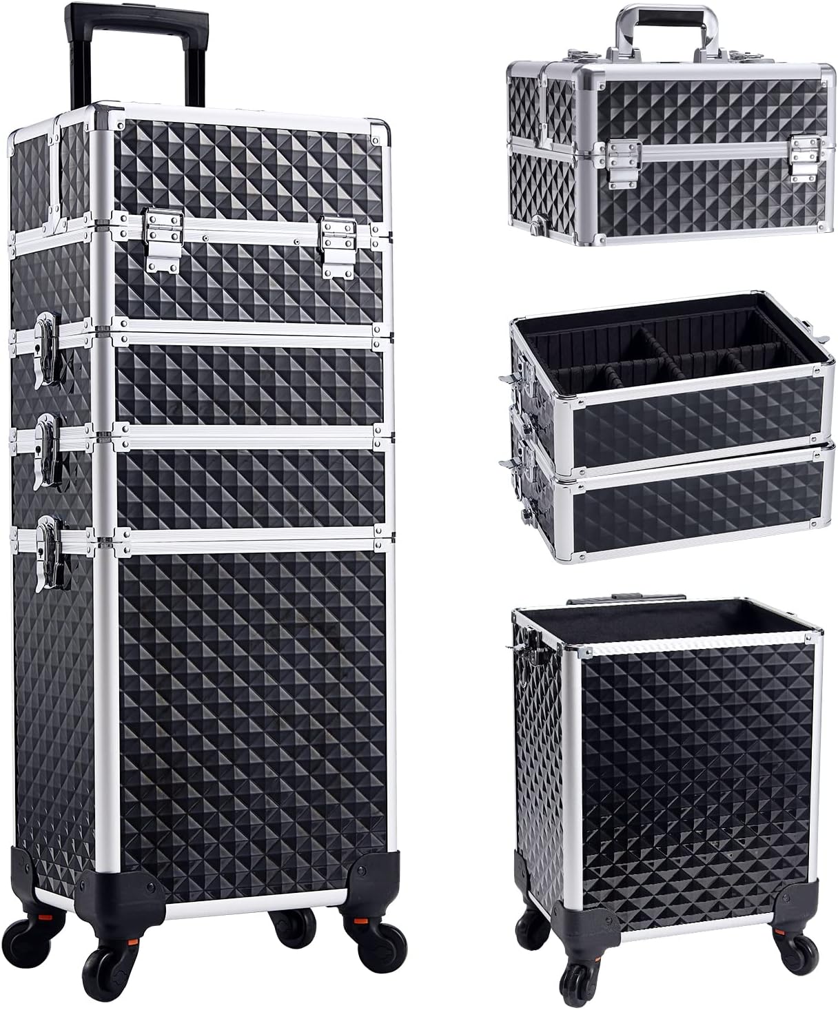 Zimtown Aluminum 4 in 1 Rolling Makeup Trolley Train Case Box Organizer ...