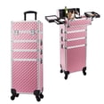 4 in 1 Rolling Makeup Train Case with Wheels Large Cosmetic Trolley ...