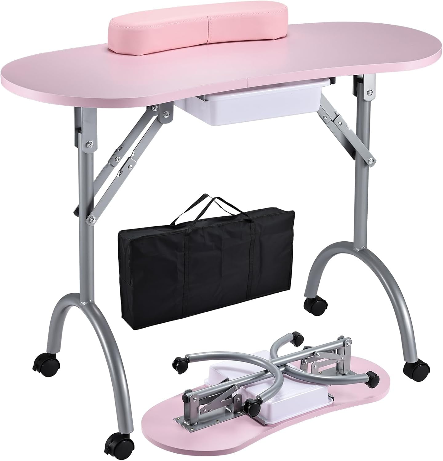 Joligrace Foldable Manicure Nail Table Portable Nail Station Desk with ...
