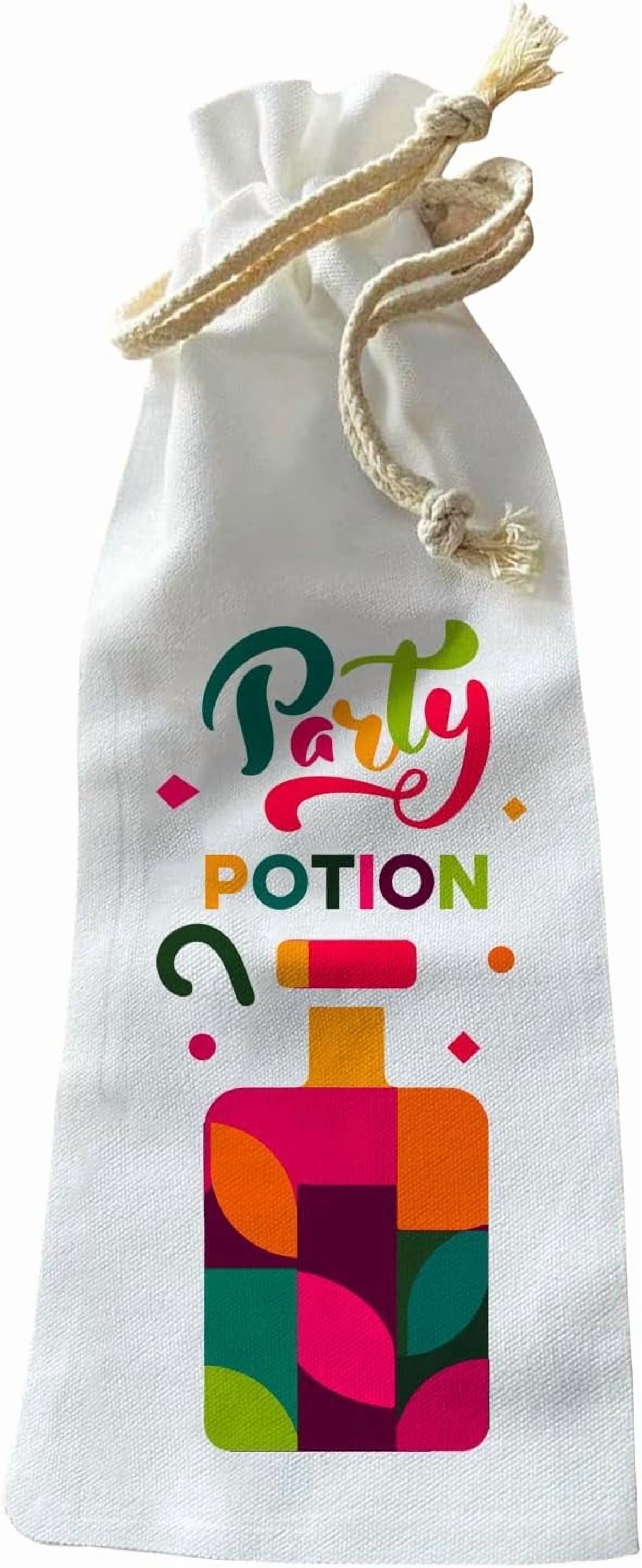 Jolitee “Party Potion” Bottle Gift Bag – Reusable Drawstring Canvas Bag ...
