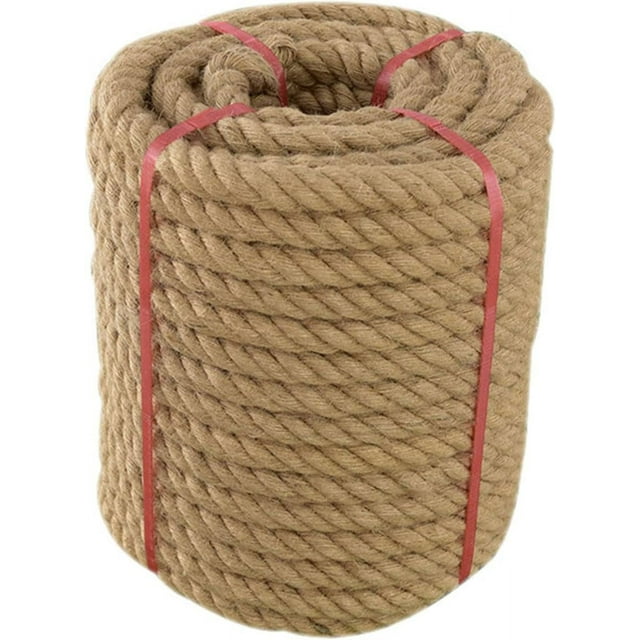 Jollebone 1" x 50 ft Natural Jute Rope 25mm 4 Strand Twisted Manila ...