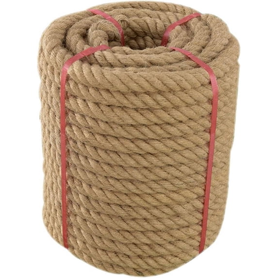 "Jollebone Heavy Duty 3/4"" x 100 ft Jute Rope, 4 Strand Twisted Manila ...