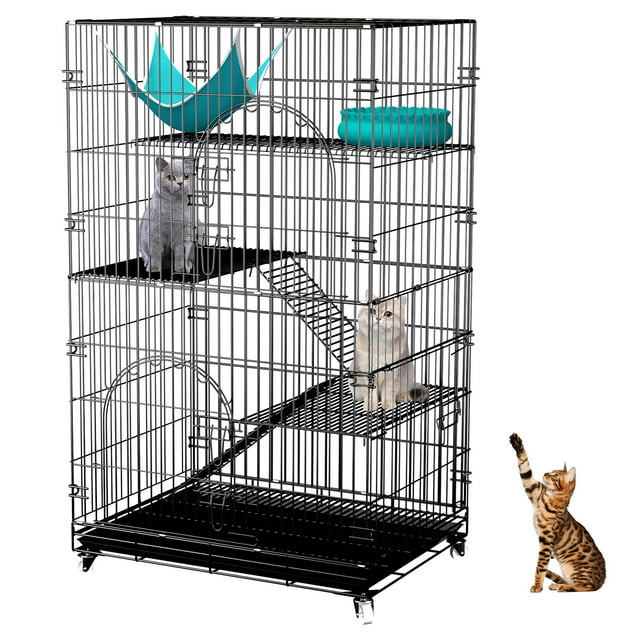 Jollebone Durable Metal 4-Tier Large Cat Cage for Indoor and Outdoor ...
