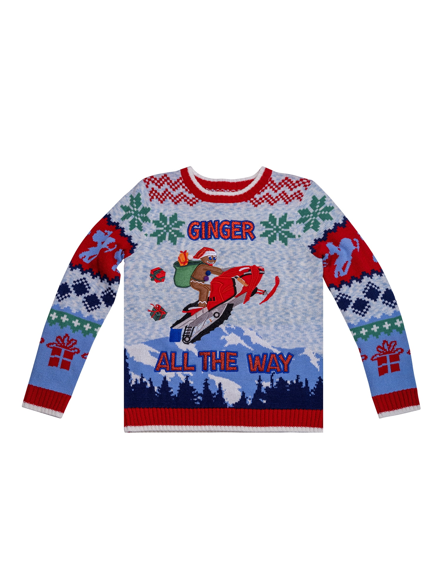 JOLLIDAYS Boy's Ugly Christmas Sweater, Ginger All The Way, Snowmen ...