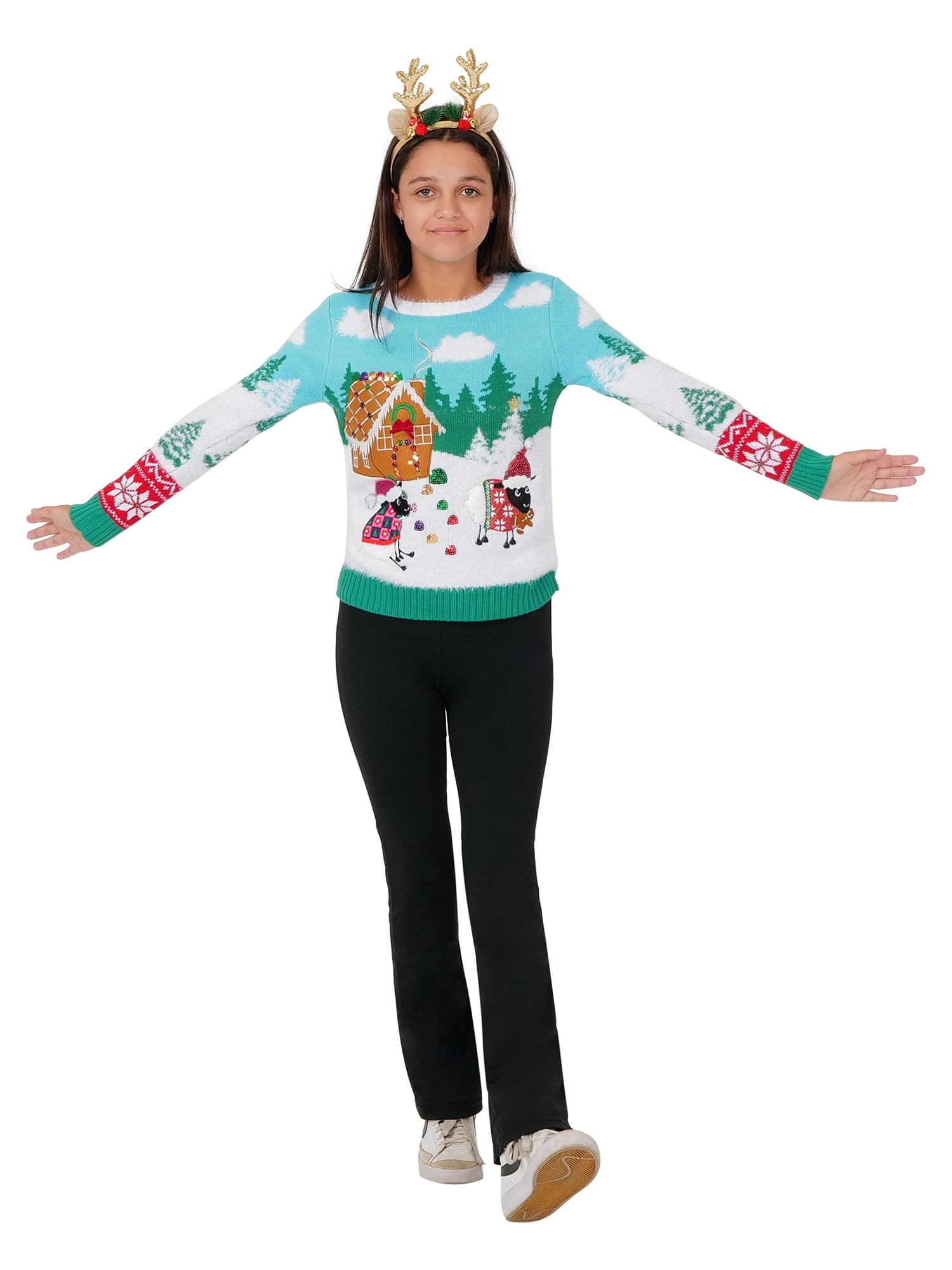 Jollidays Girls' Christmas Sweater, Sheep Wonderland Ugly Design ...