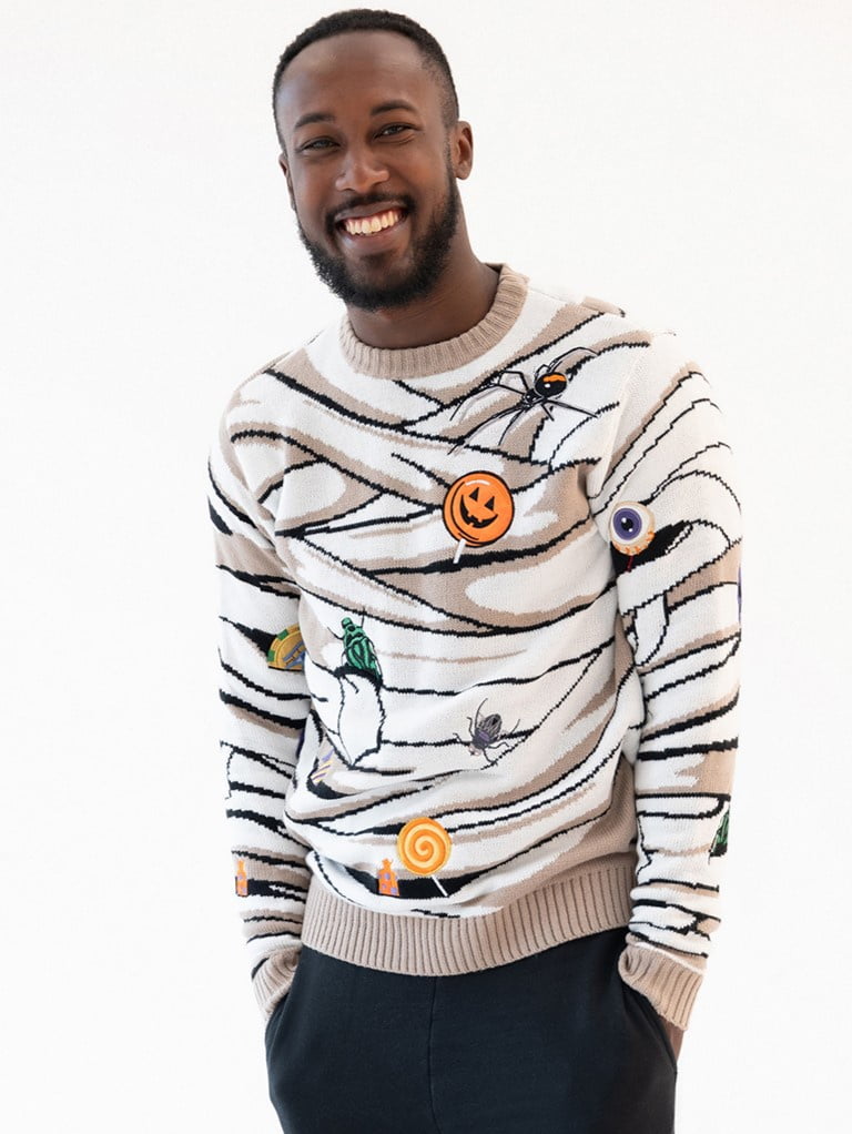 Jollidays Men's All Wrapped Up Mummy Halloween Pullover Sweater, Sizes ...