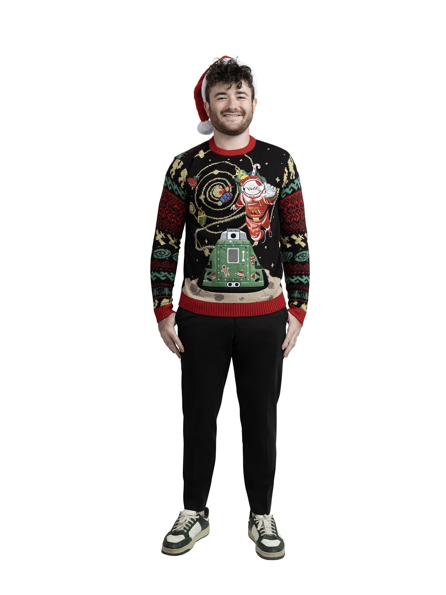 JOLLIDAYS Men's Astronut Santa Ugly Christmas Sweater, Sizes S-2XL, 85% ...