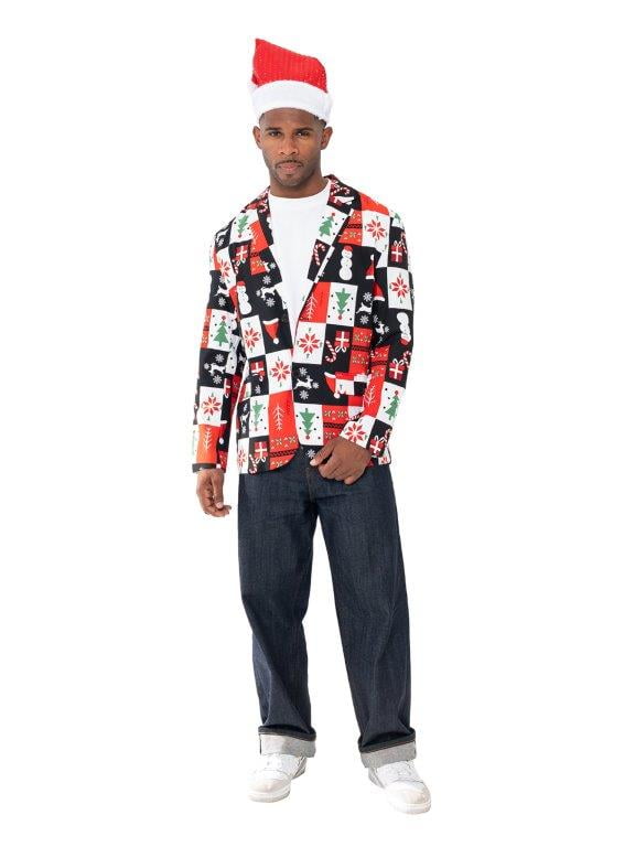Jollidays Men's Ugly Christmas Allover Print Blazer Jacket,Sizes S-XL ...