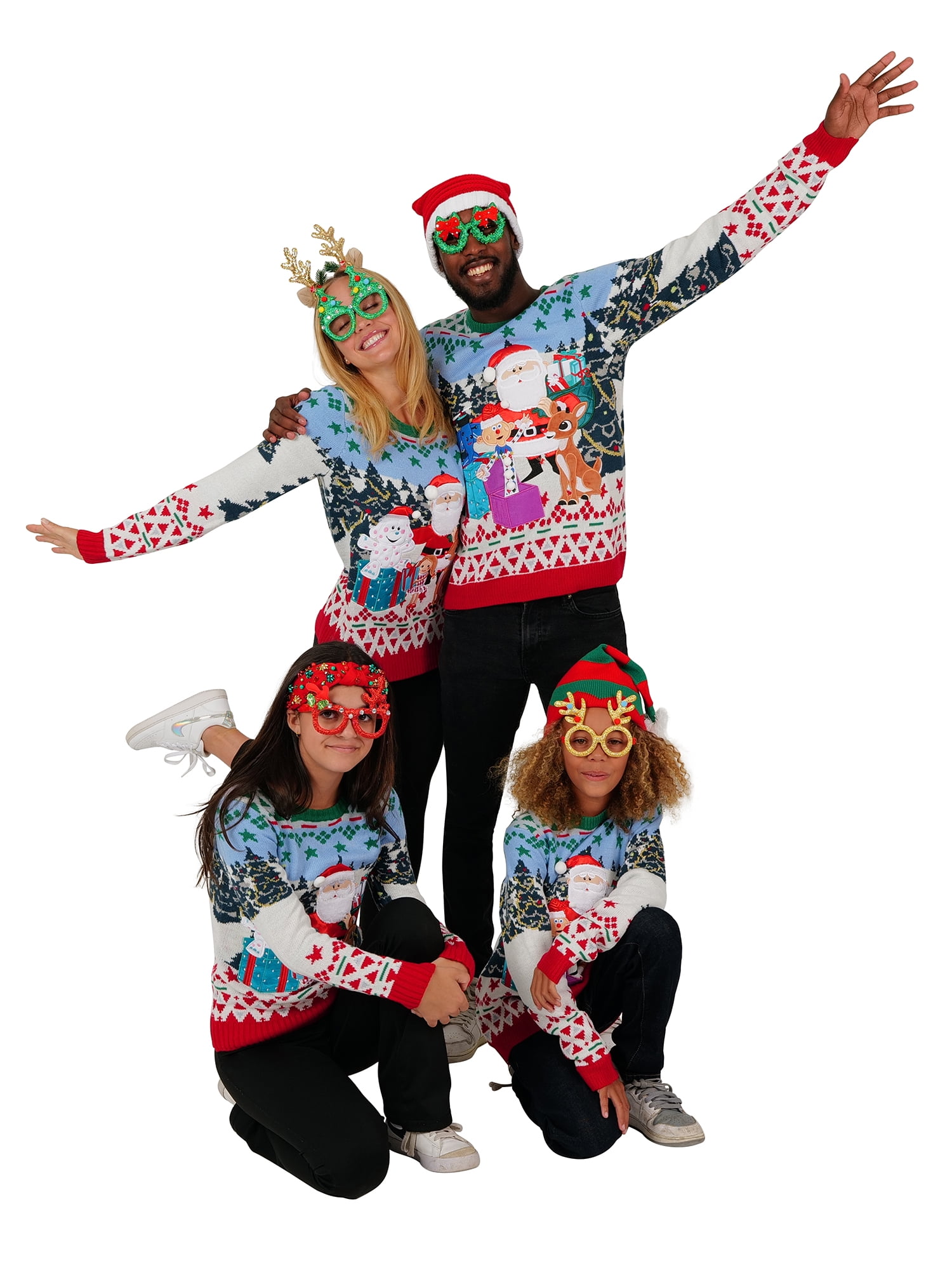 Jollidays Rudolph Santa & Misfit Family Christmas Sweater for Men ...