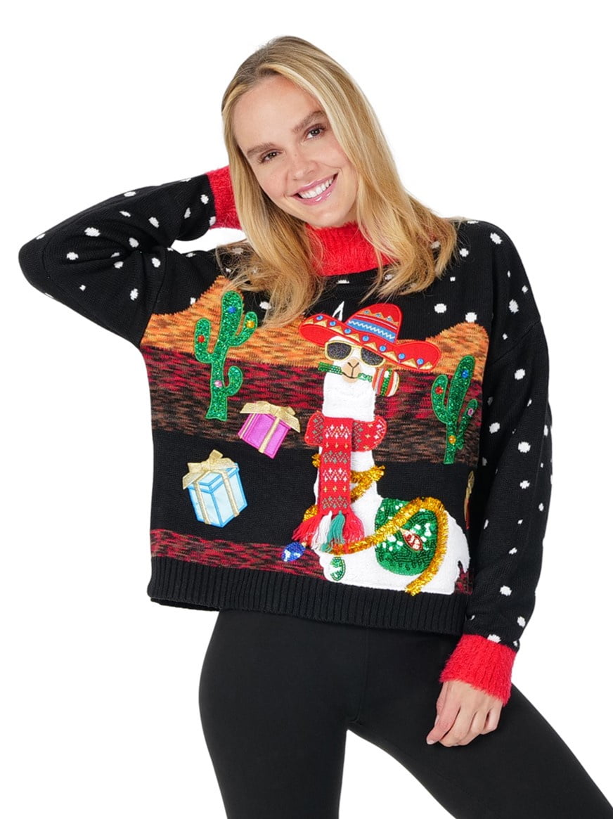 Jollidays Women's Llama Christmas Pullover Sweater, Sizes S-XXL ...