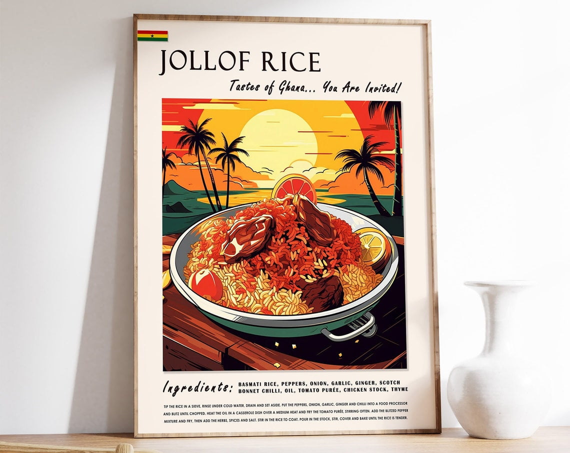 Jollof Rice Ghanaian Food Poster, African Food Print, Ghana Food Art ...