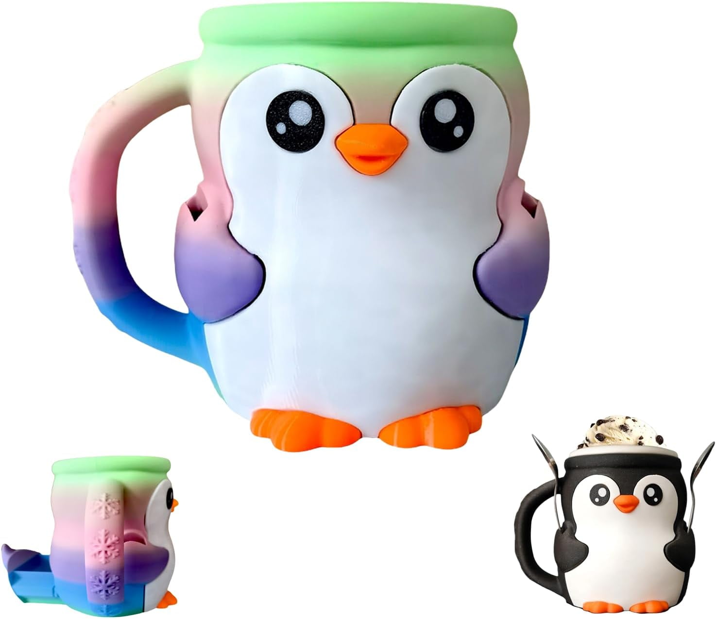Jollup Cute Penguin Ice Cream Pint Holder, Penguin Ice Pint Holder, Ice ...