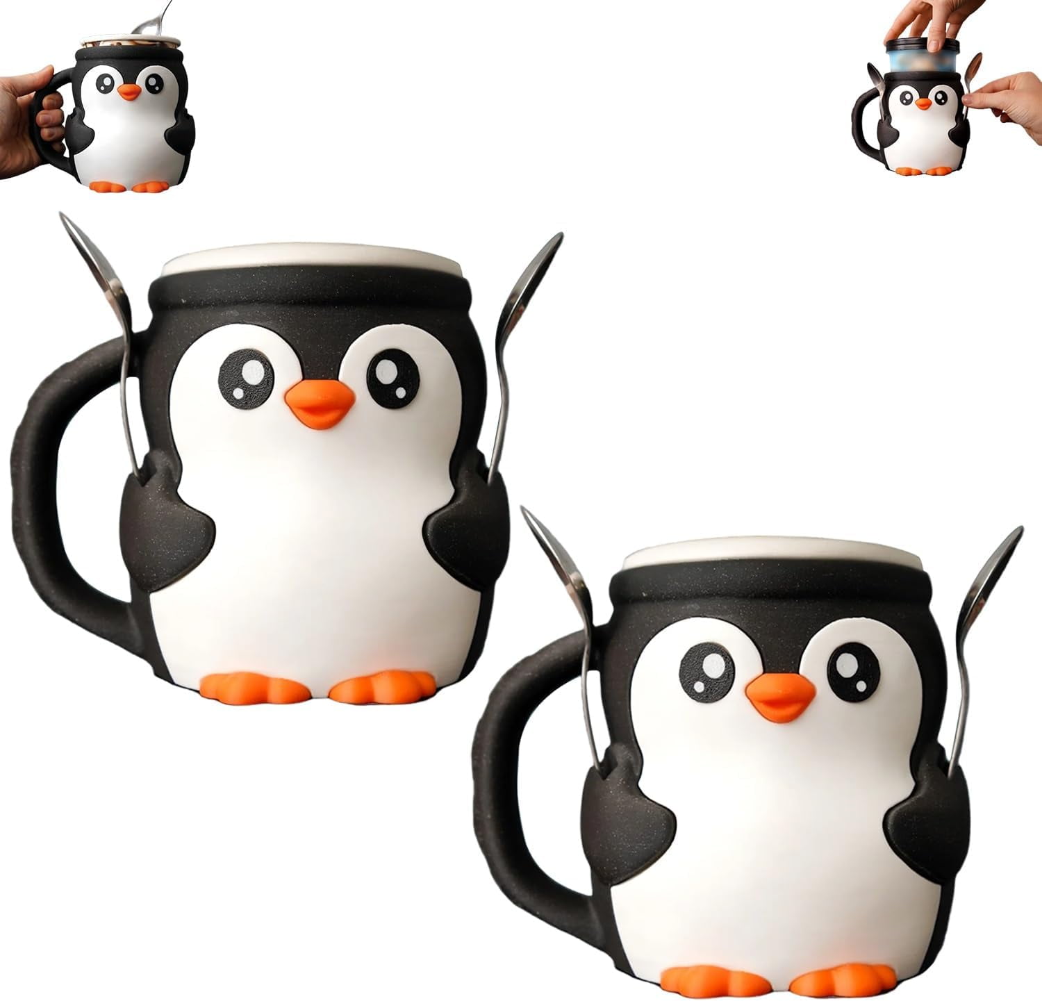 Jollup Cute Penguin Ice Cream Pint Holder, Penguin Ice Pint Holder, Ice ...