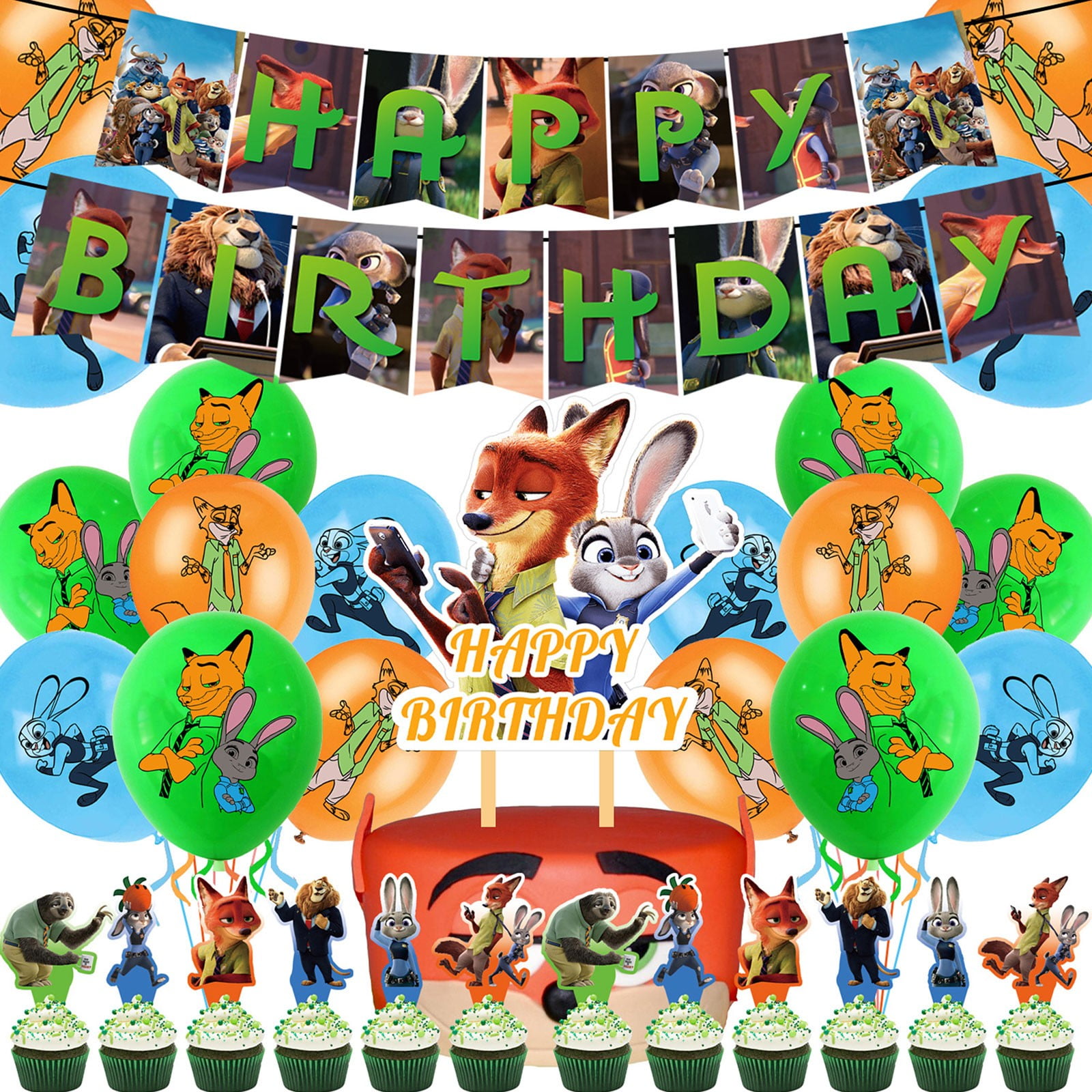Jollup Zootopia Themed Party Supplies Birthday Decorations Set Zootopia ...