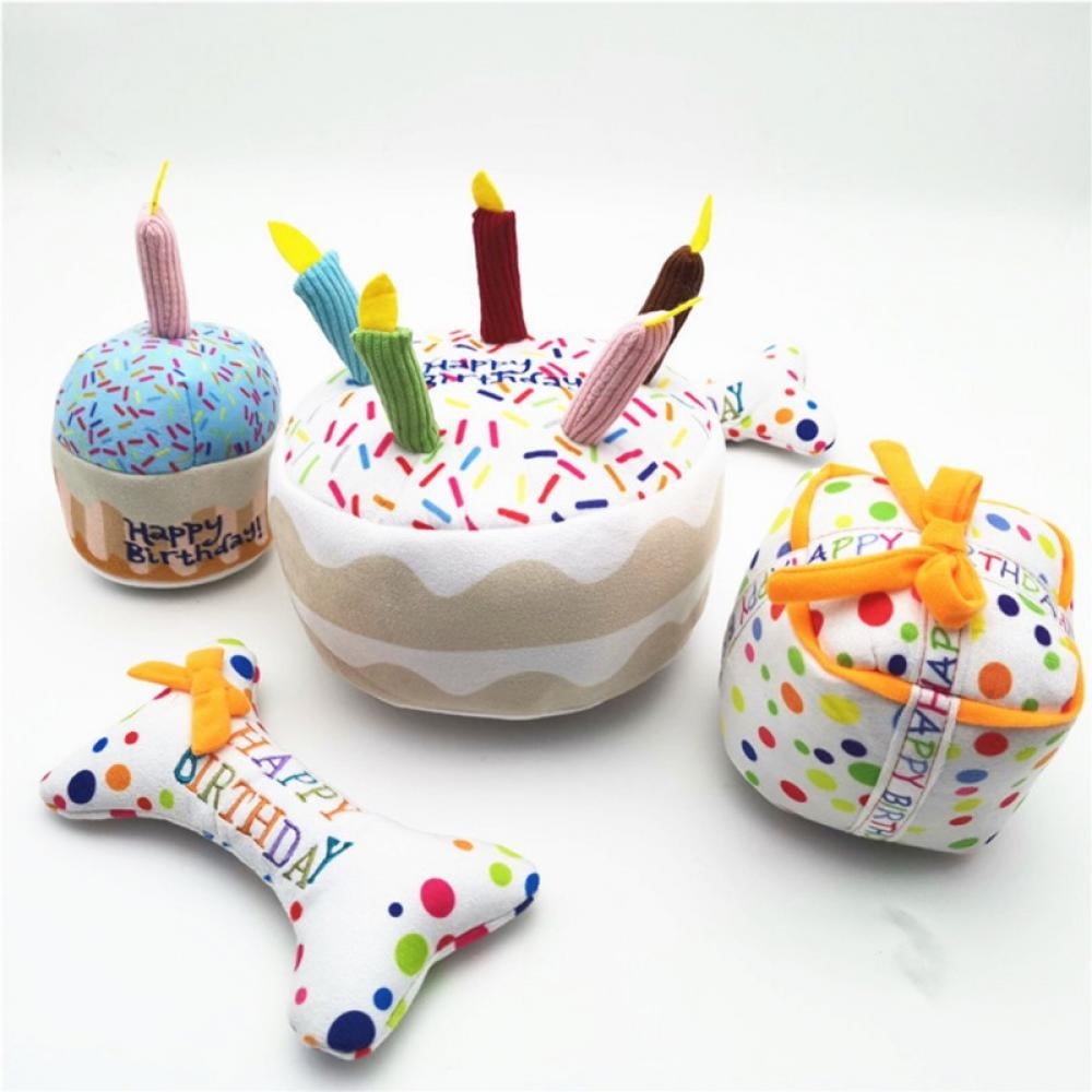 Jolly Birthday Cake Squeaky Dog Toy with Soft Stuffing - Walmart.com