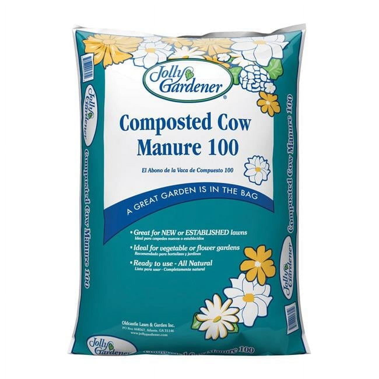 Jolly Gardener Cow Manure 0.75 cu ft, 40 lb, Fertilizer for Soil and ...